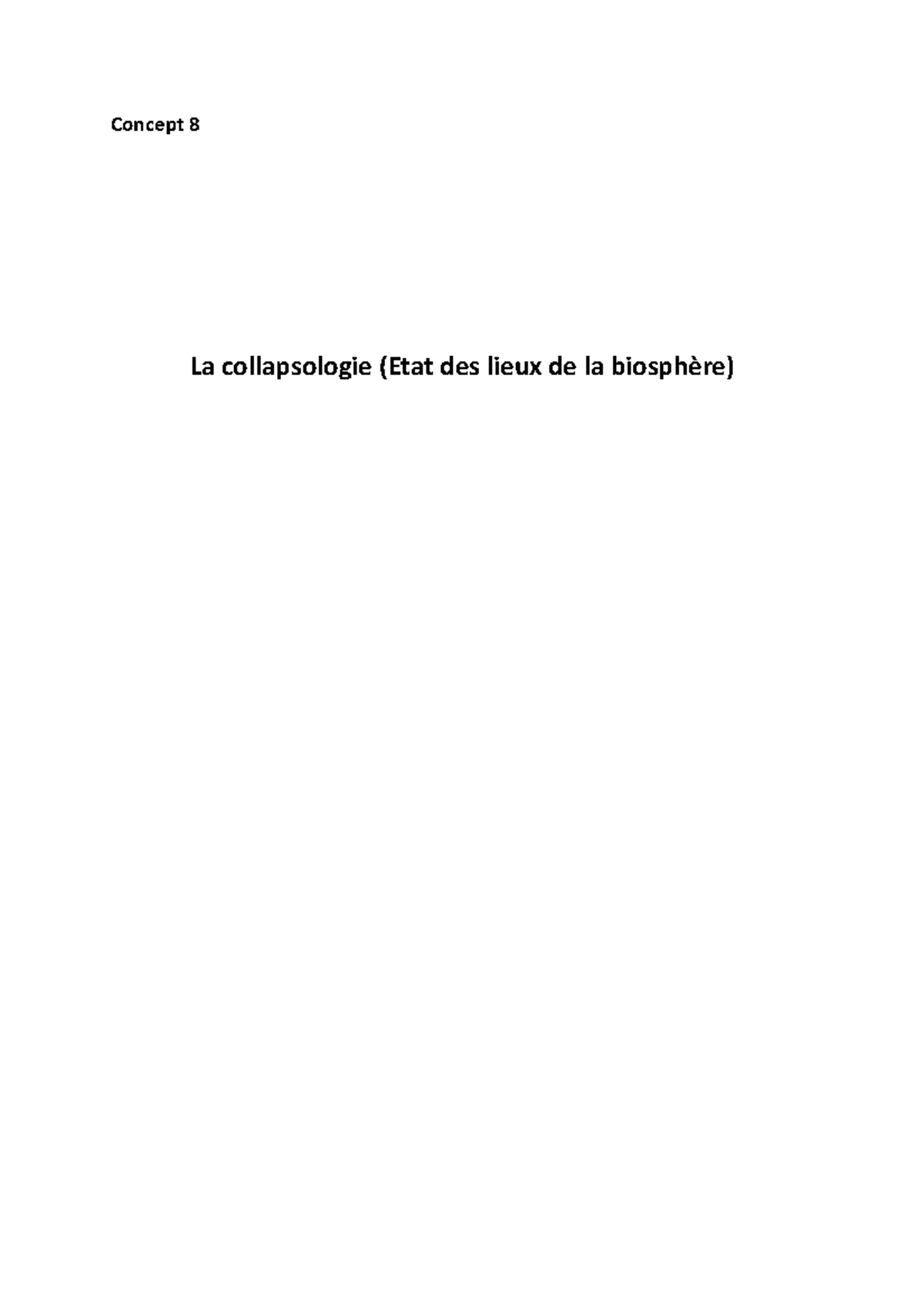 Concept 8 - La collapsologie - Concept 8 La collapsologie (Etat des ...
