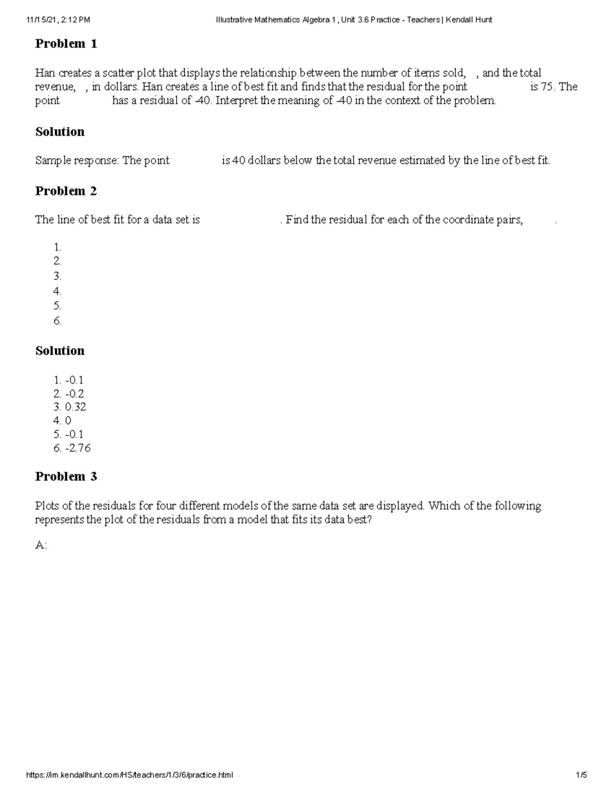 3.6 CPP Key - hhhh - Problem 1 Han creates a scatter plot that displays ...