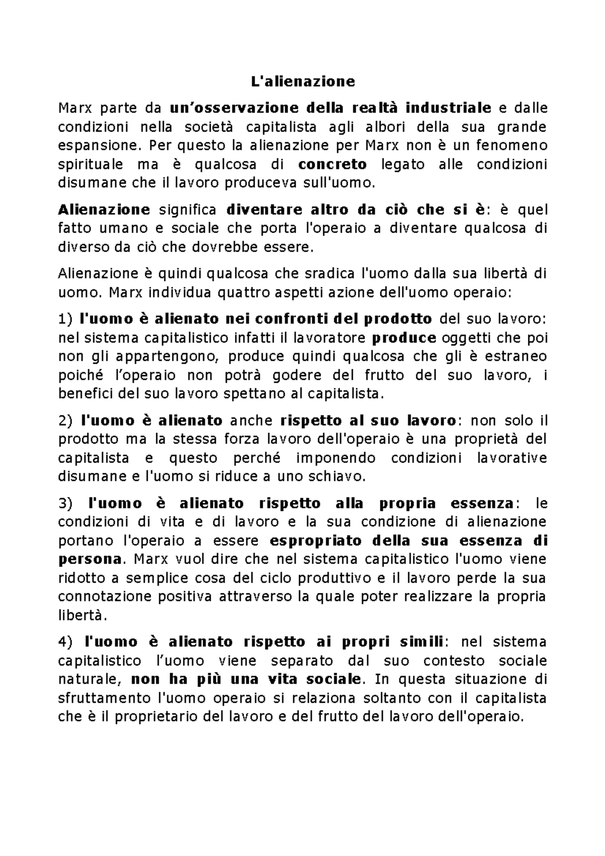 Alienazione - Riassunto da La Meraviglia delle idee 3 - L'alienazione ...