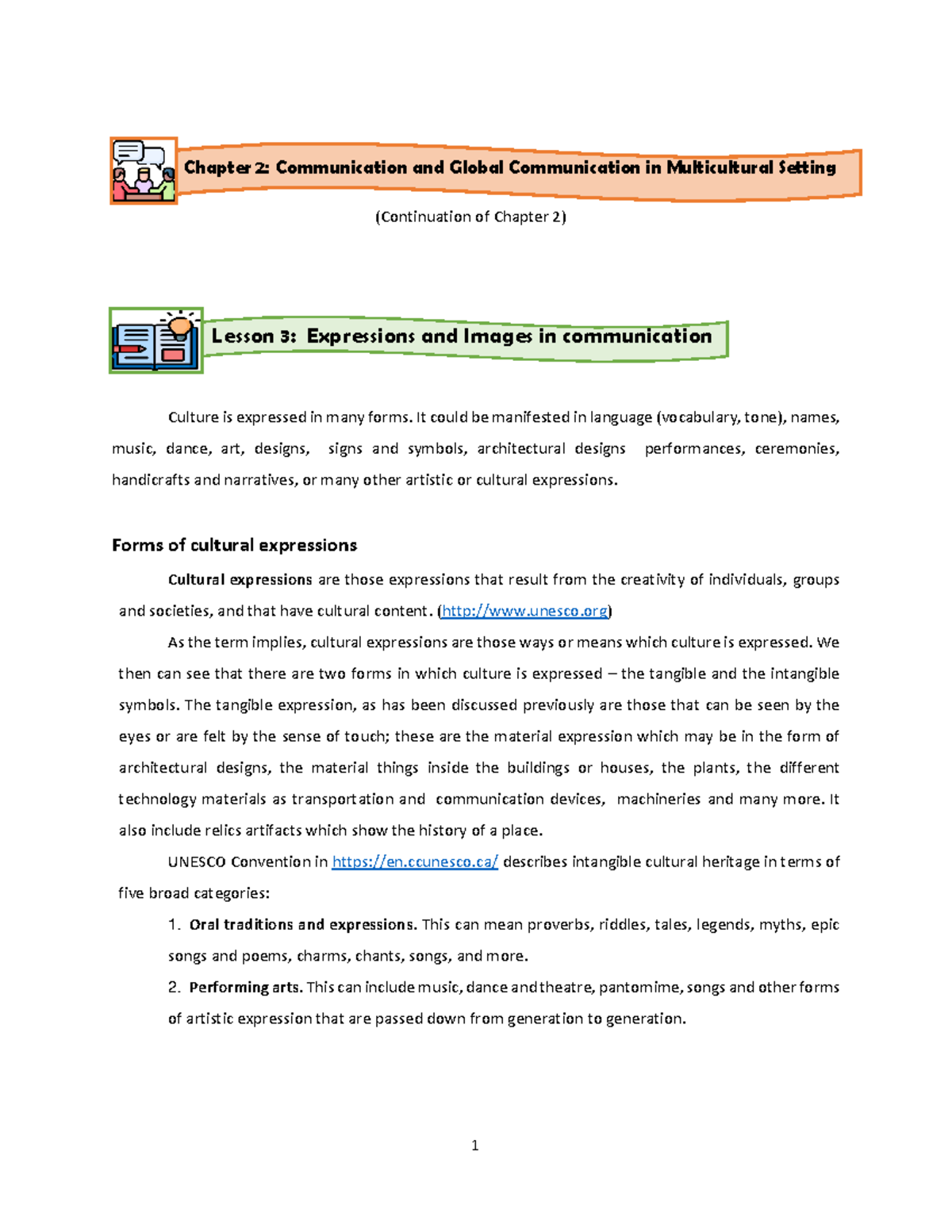 Language and literature - (Continuation of Chapter 2) Culture is ...