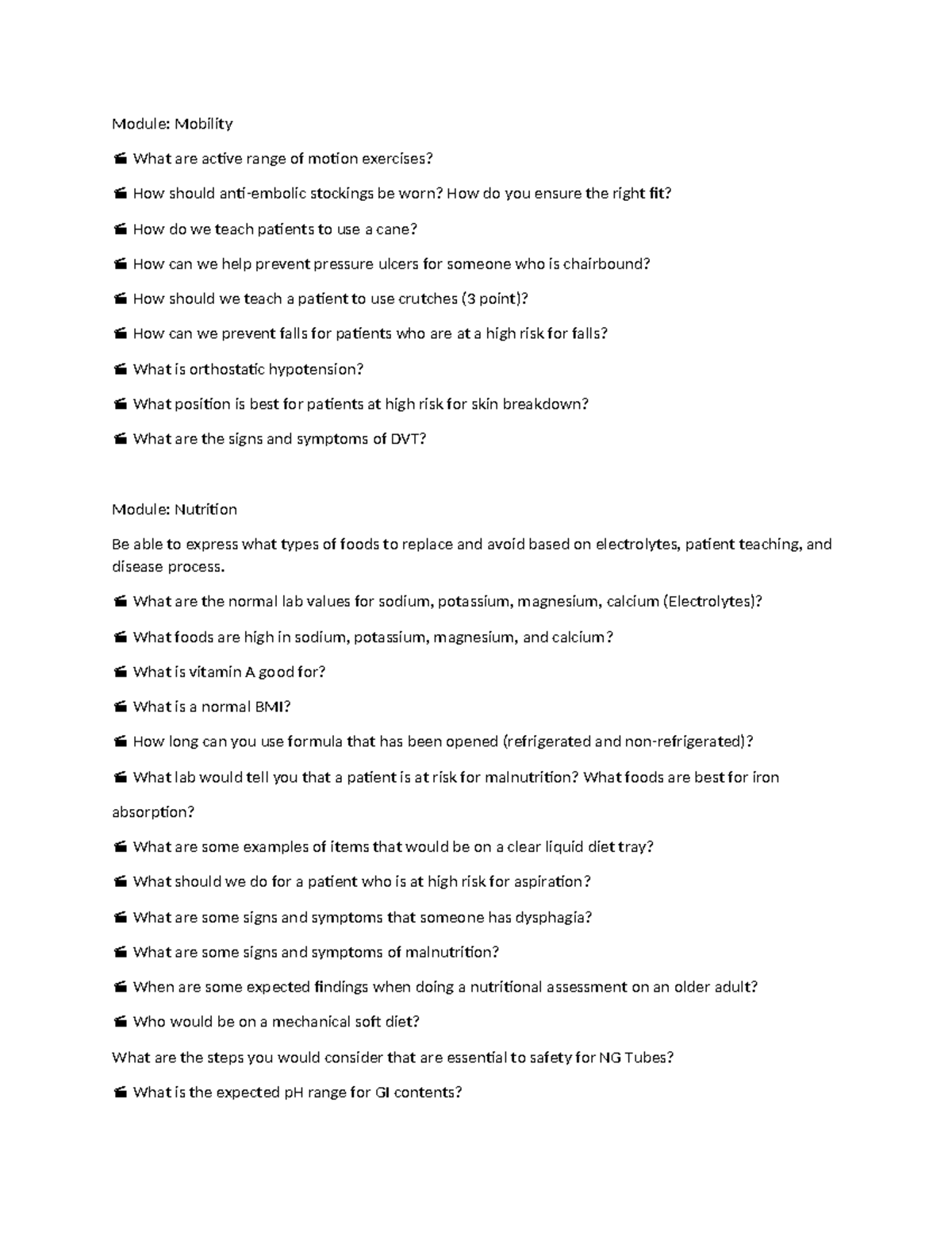 Exam 3 study guide - Module: Mobility What are active range of motion ...