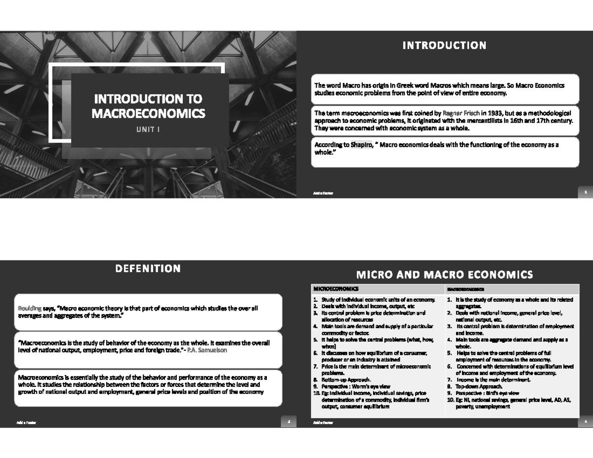 U1 A - This is a introduction to Macroeconomic - Economics - Studocu