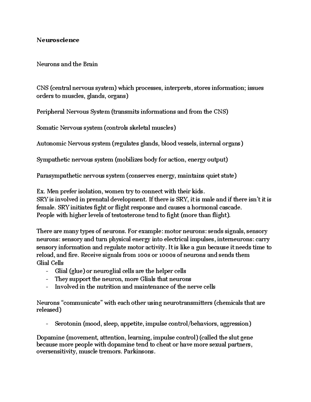 Brain & nervous system (unit 3) - Neuroscience Neurons and the Brain ...