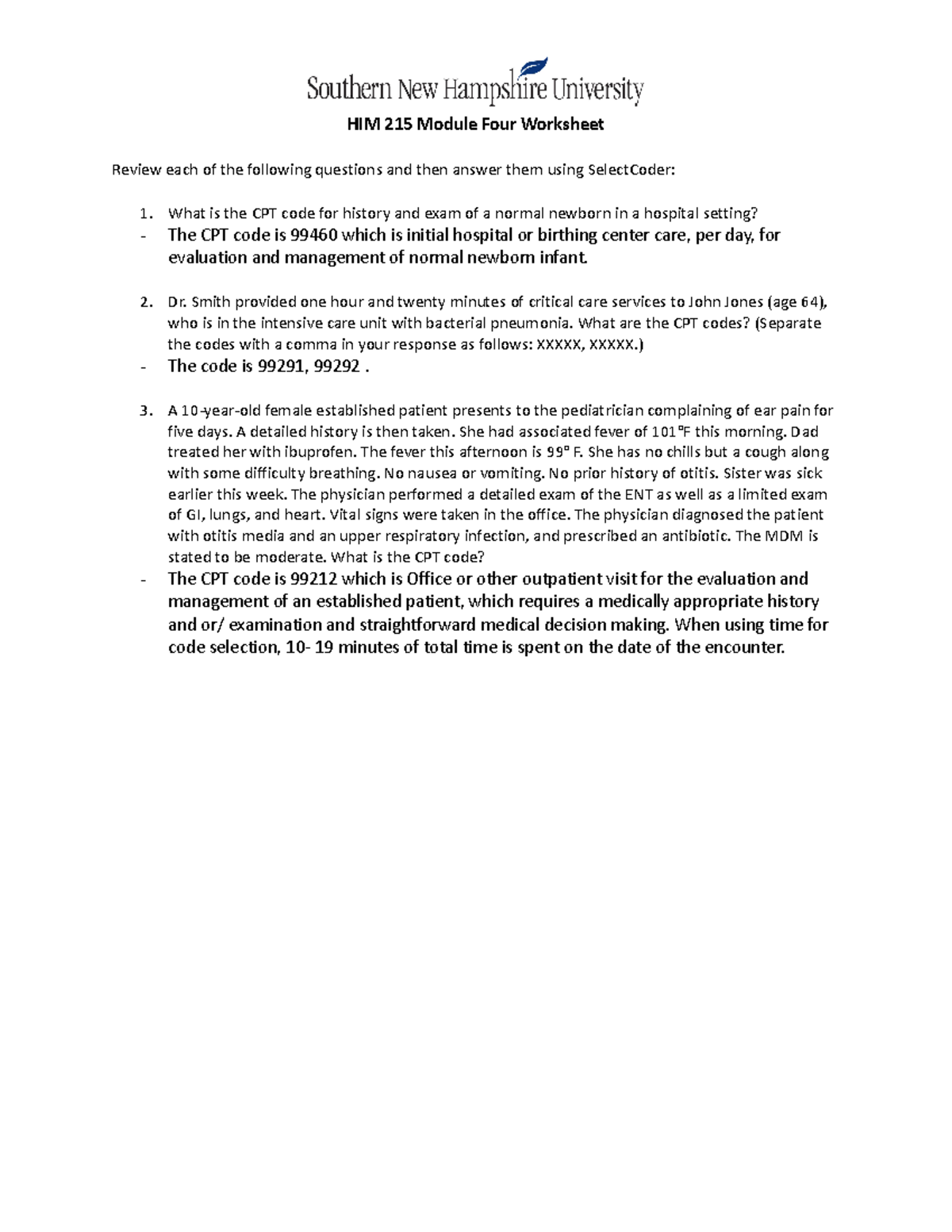 4-2 Worksheet- Coding CPT - HIM 215 Module Four Worksheet Review each ...