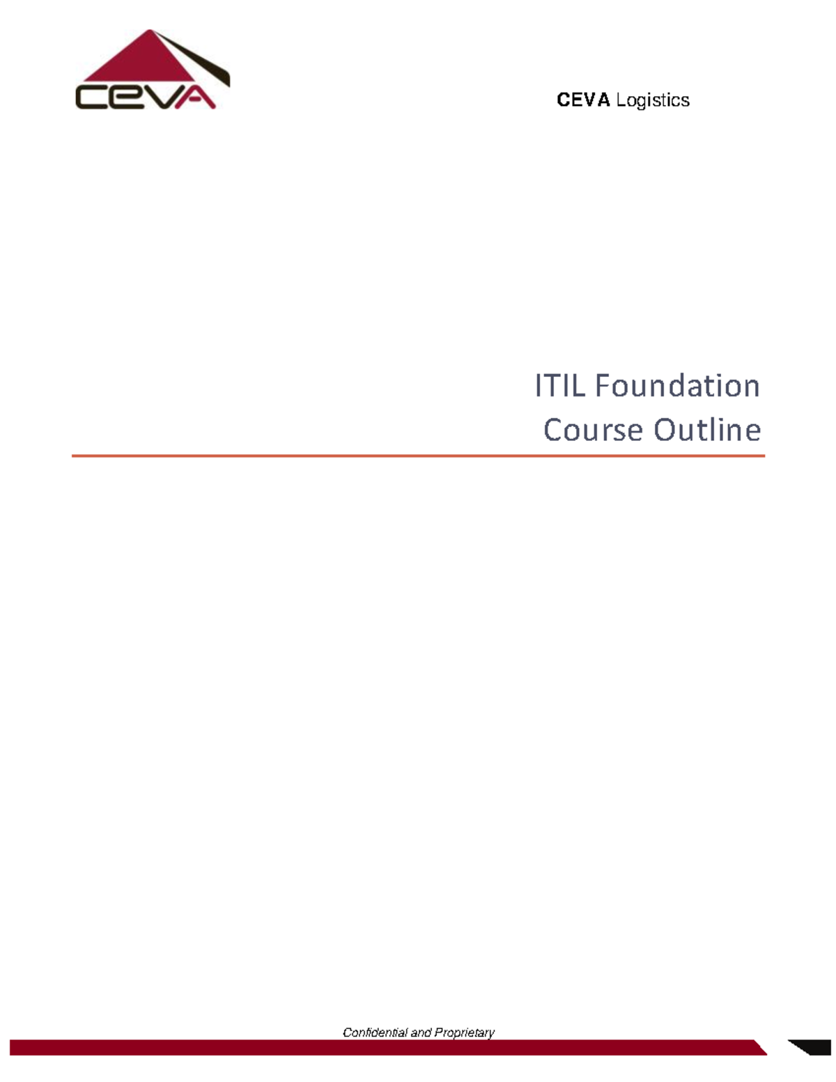 ITIL Foundation Course Outline - CEVA Logistics Confidential and ...