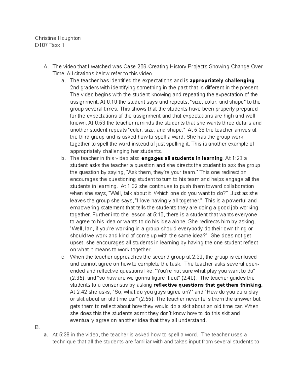 187 Task 1 - Task 1: Examining the differentiated classroom - Christine ...