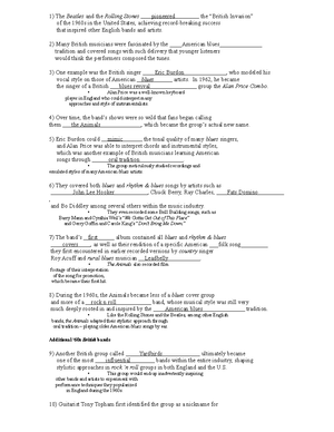 Lecture 14 Notes - Patrick Brink - As the British Invasion bands began ...