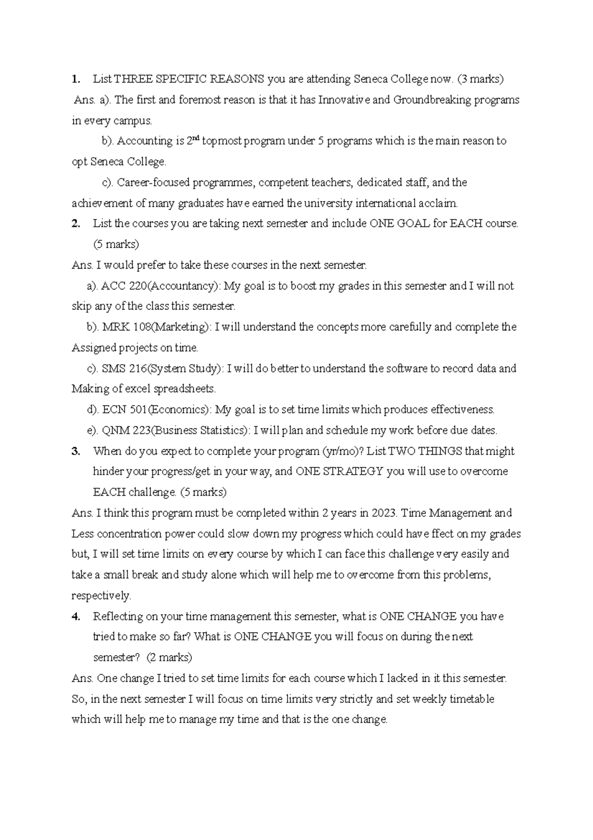 ISC Final Learning PLAN - 1. List THREE SPECIFIC REASONS you are ...
