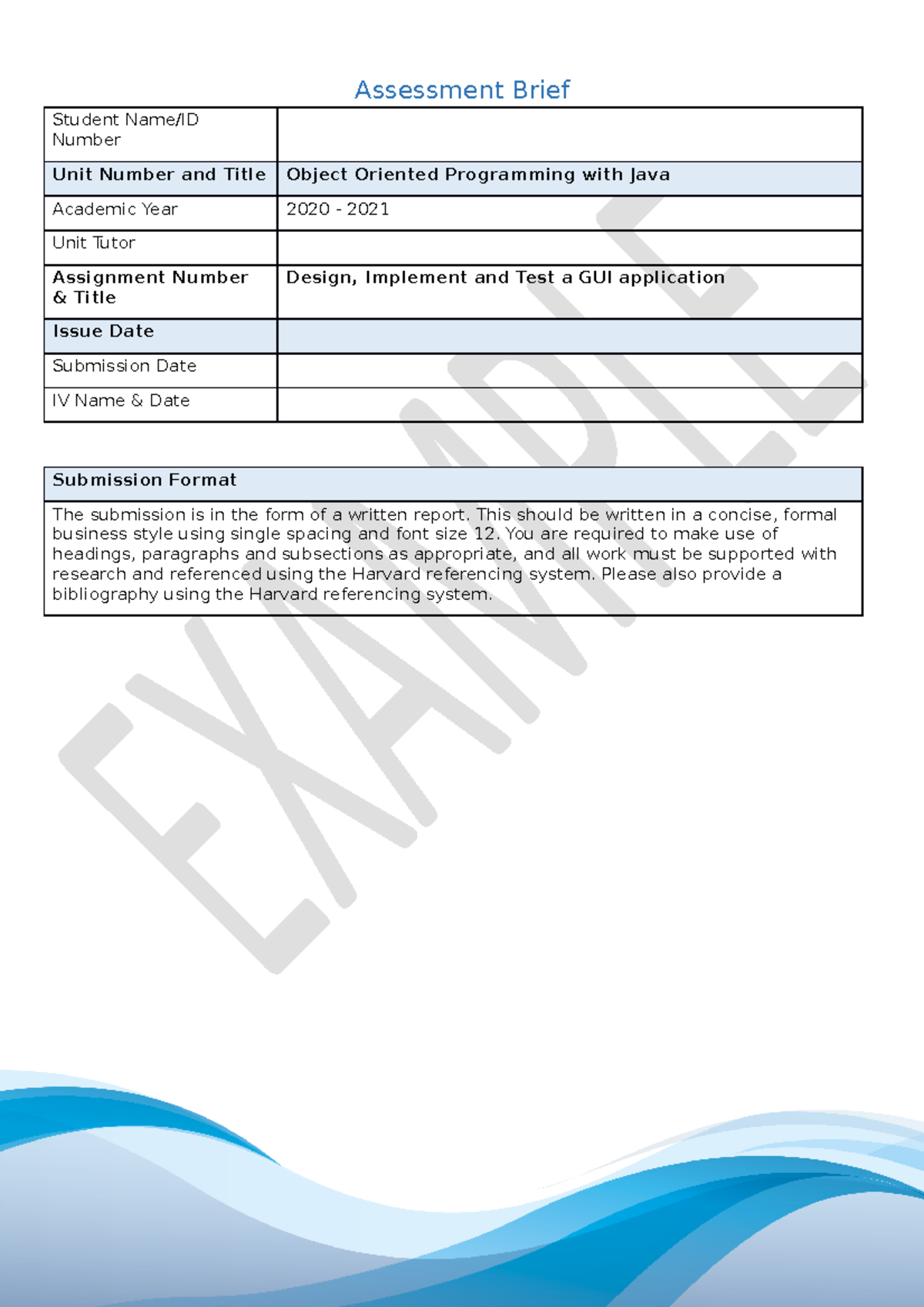 24-Assignment Brief - wwwwwwwww - Assessment Brief Student Name/ID Number Unit Number and Title ...