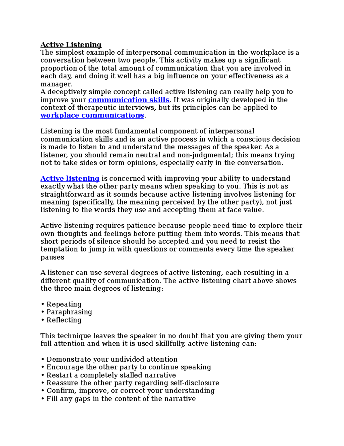 Communication and interpersonal skills - Active Listening The simplest ...
