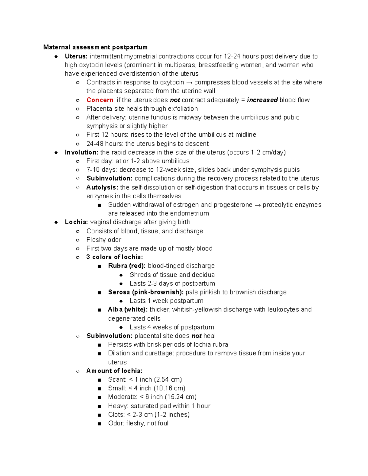 Maternal and Pediatric Assessment - Maternal assessment postpartum ...