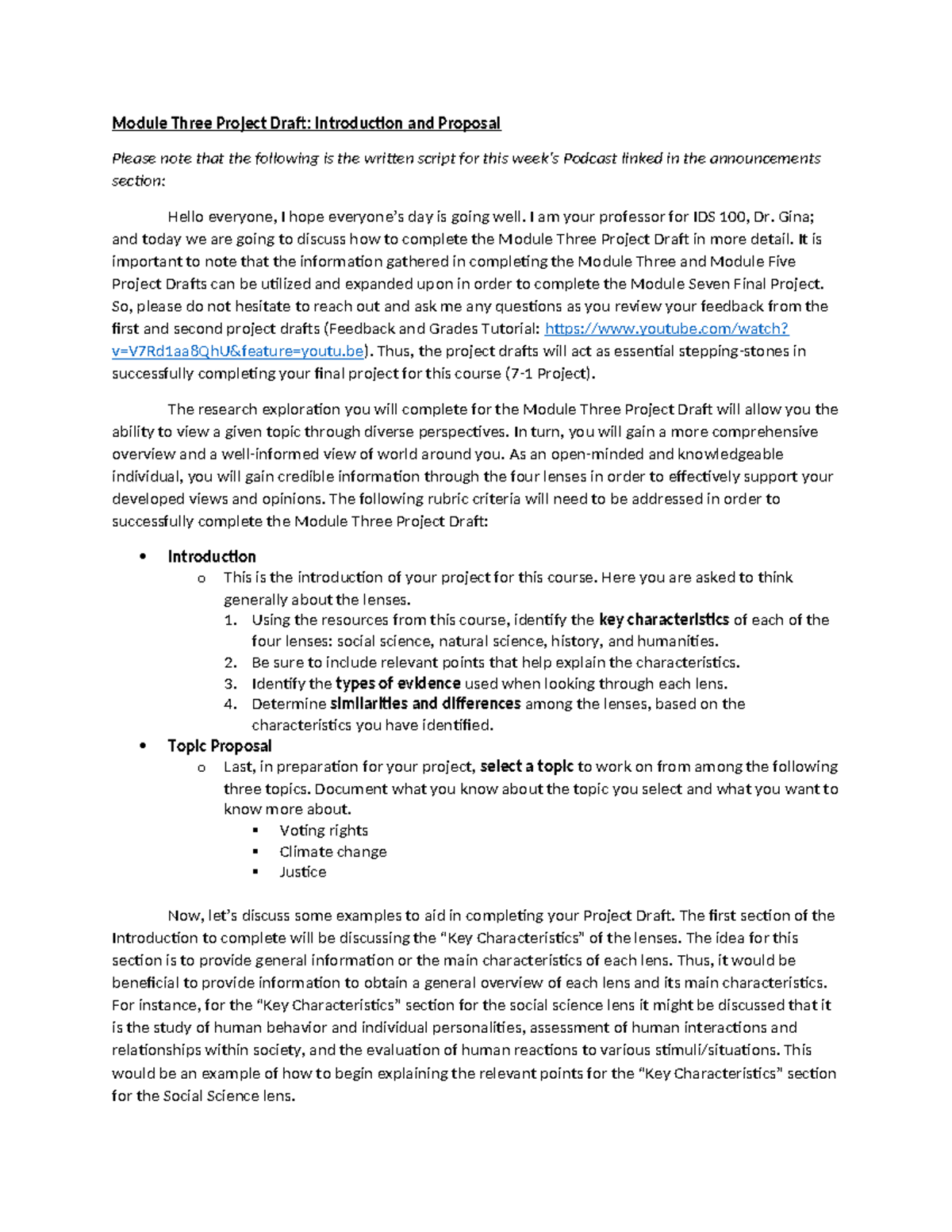 Module Three Project Draft Podcast - Module Three Project Draft: Introduction and Proposal ...