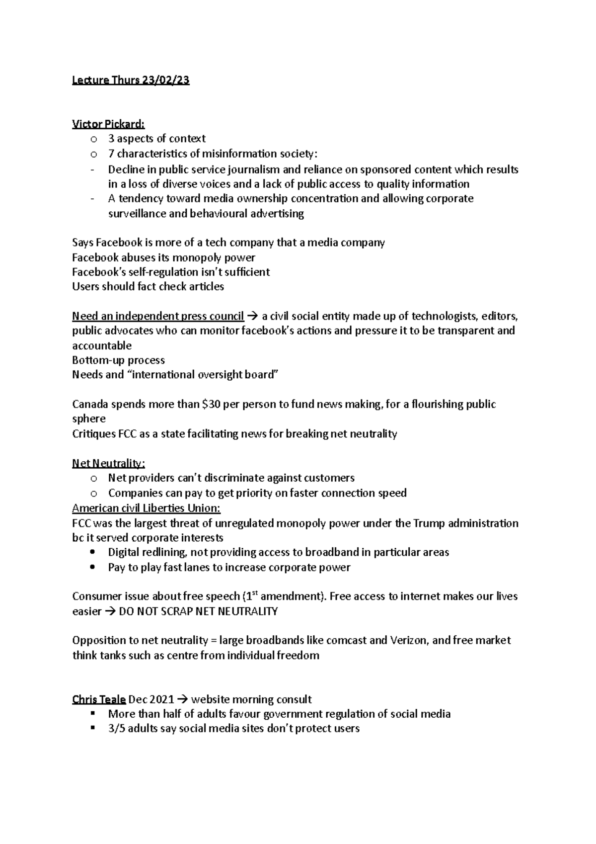 Lecture 23:02:23 Thurs - Lecture Thurs 23/02/ Victor Pickard: o 3 ...