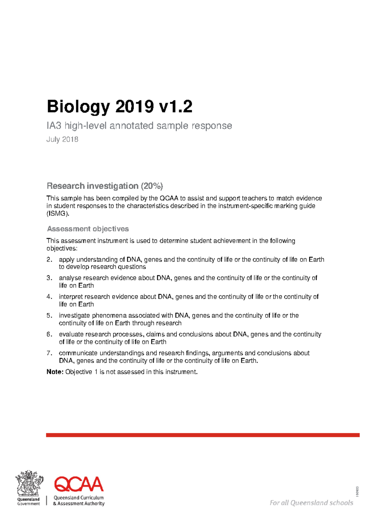 IA3 high-level annotated sample response - 180953 Biology 2019 v1. IA3 ...