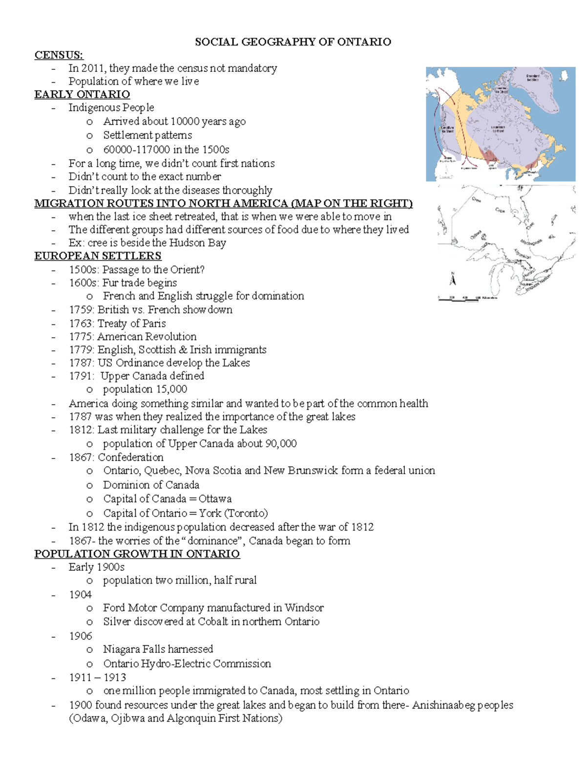 Week 2 Lecture - SOCIAL GEOGRAPHY OF ONTARIO CENSUS: - In 2011, they ...