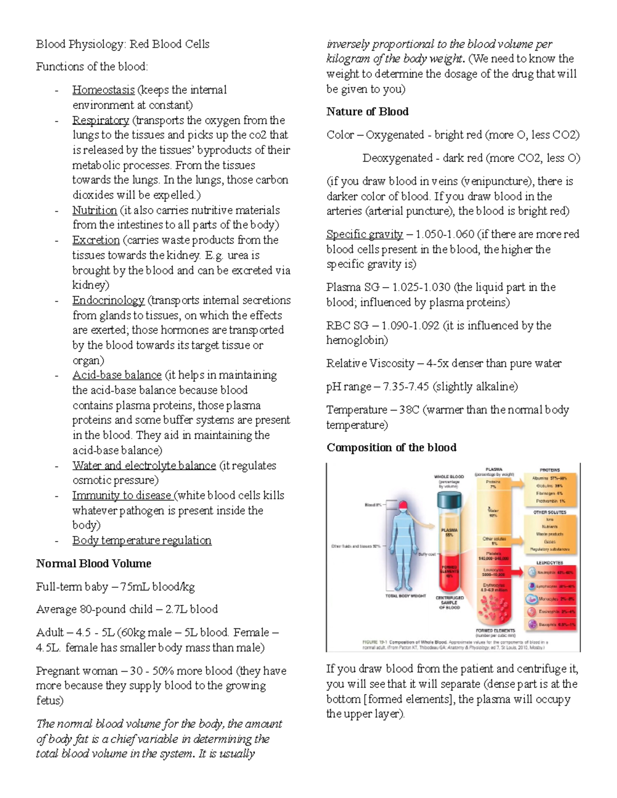 Blood Physiology RBC - Blood Physiology: Red Blood Cells Functions of ...