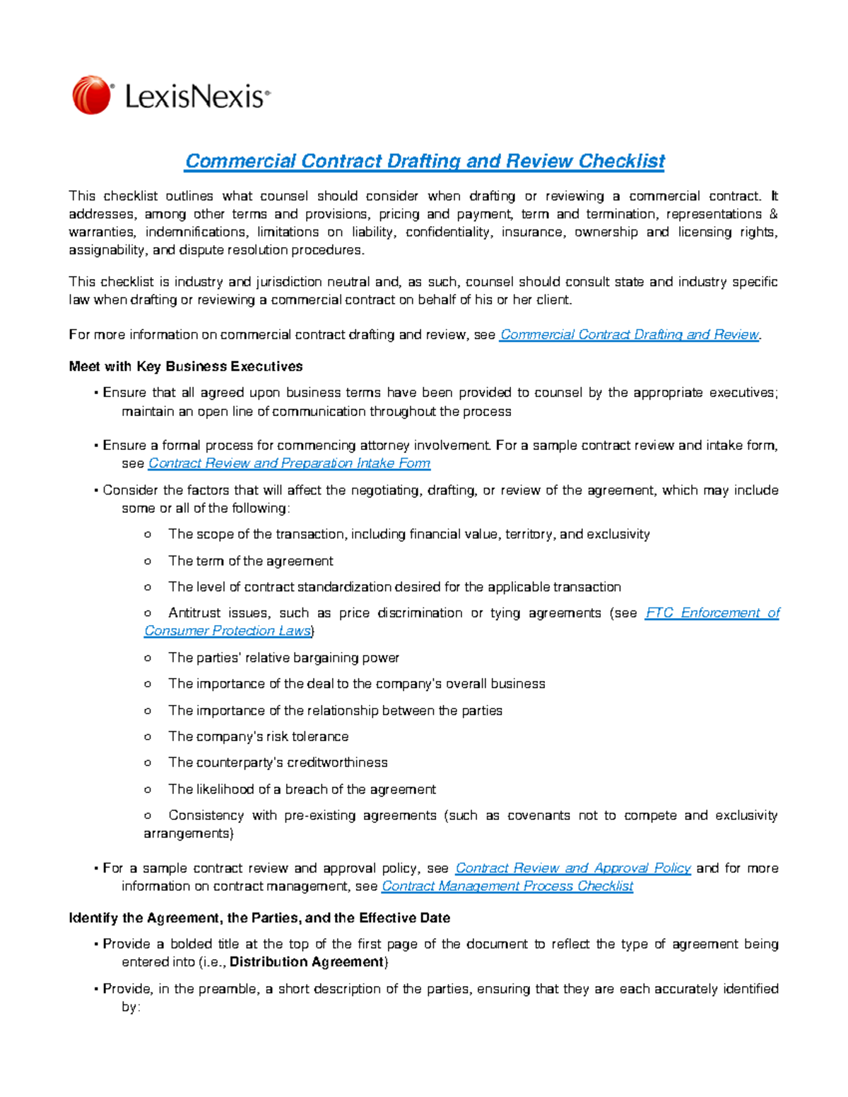 Contract Drafting and reviewing checklist - This checklist outlines ...