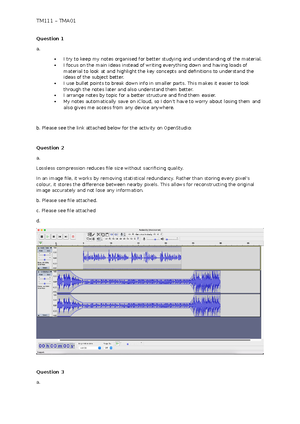 [Solved] Write a few sentences describing how you take notes on TM111 ...