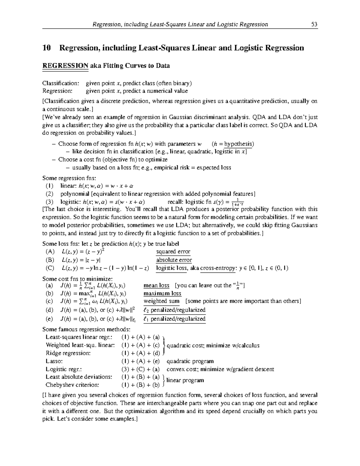 10 - Lecture Notes 189 - Regression, including Least-Squares Linear and ...