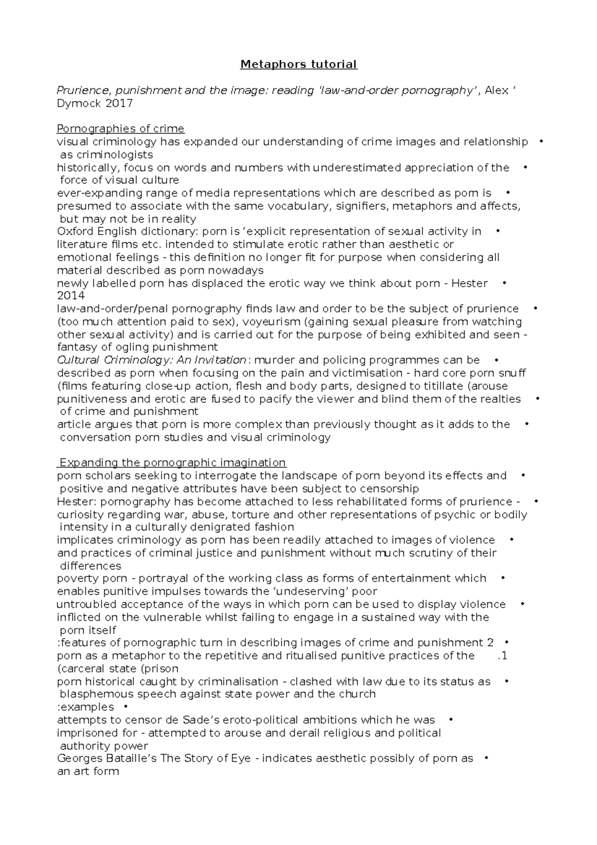 Metaphor tutorial - Metaphors tutorial Prurience, punishment and the ...