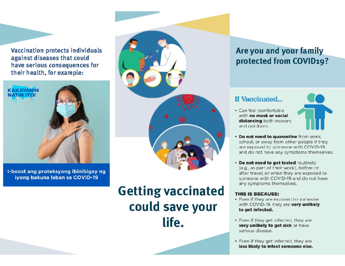 Print - NA this is just a sample brochure - Getting vaccinated could ...