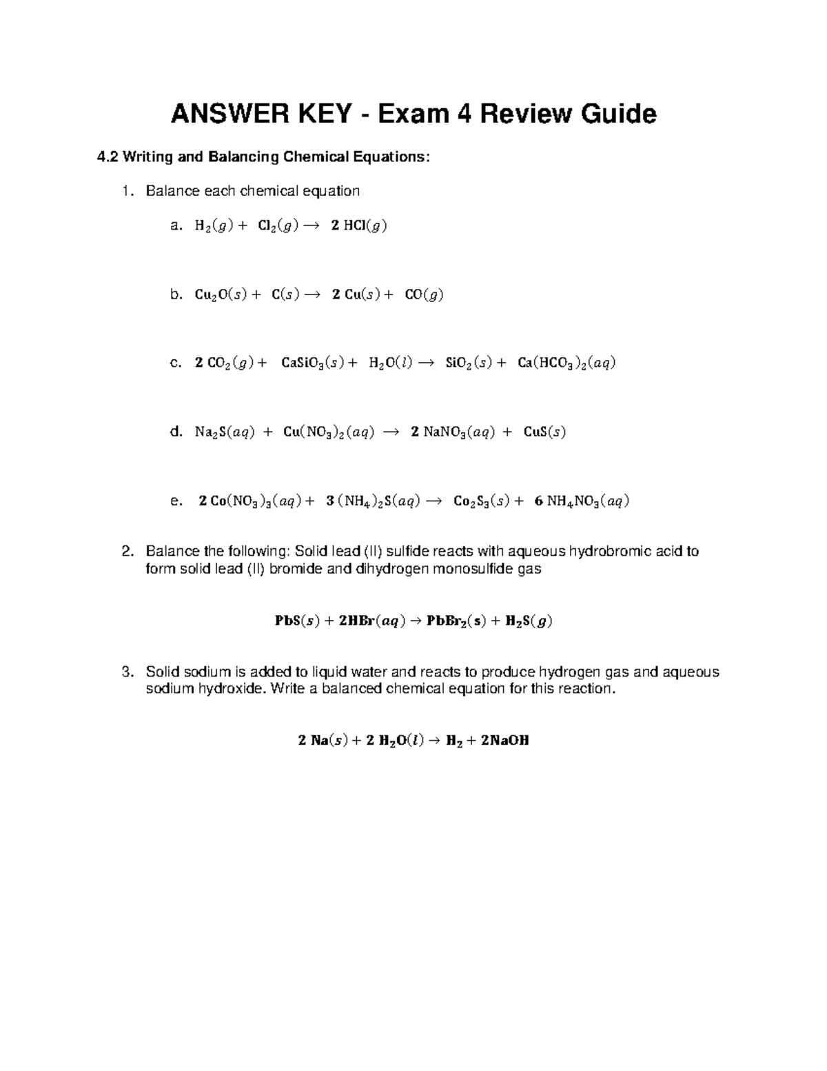 Answer key exam 4 review revised 2 - ANSWER KEY - Exam 4 Review Guide 4 ...