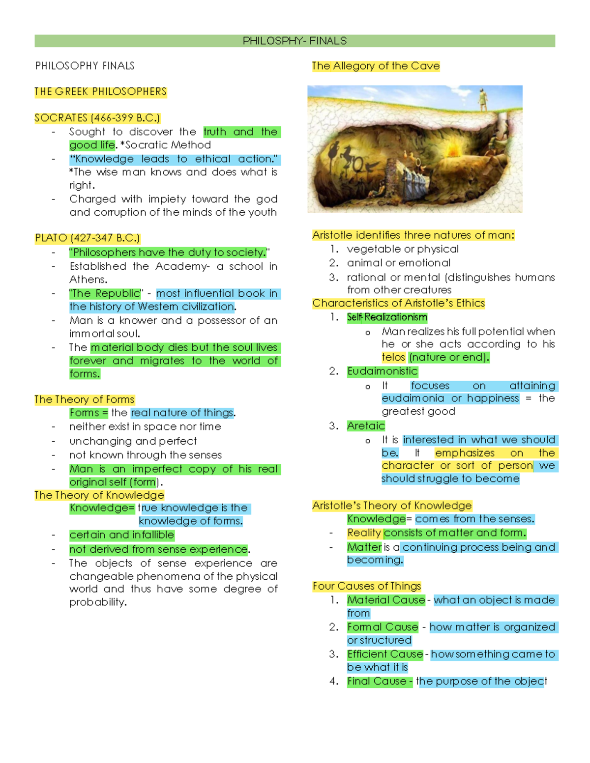 Philosophy- Finals - PHILOSOPHY FINALS THE GREEK PHILOSOPHERS SOCRATES ...