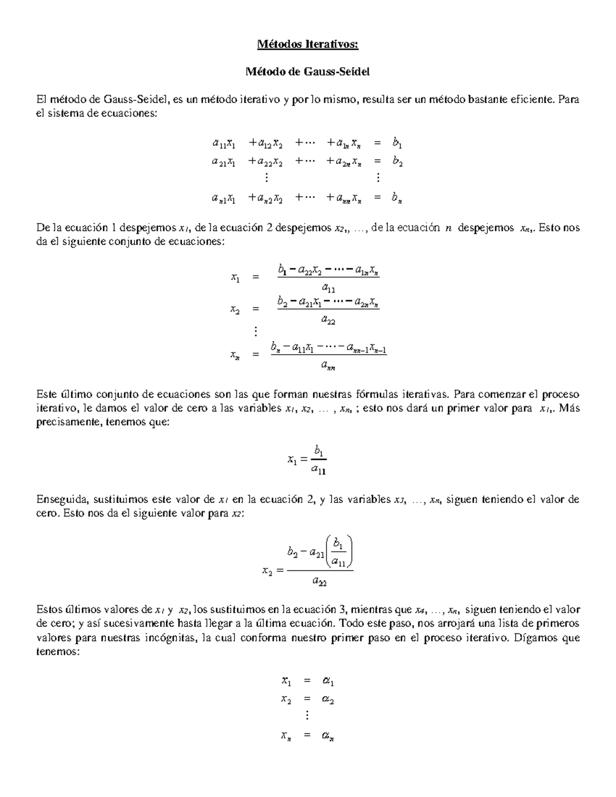 Metodo DE Gauss- Seidel - 170921 - Métodos Iterativos: Método de Gauss ...