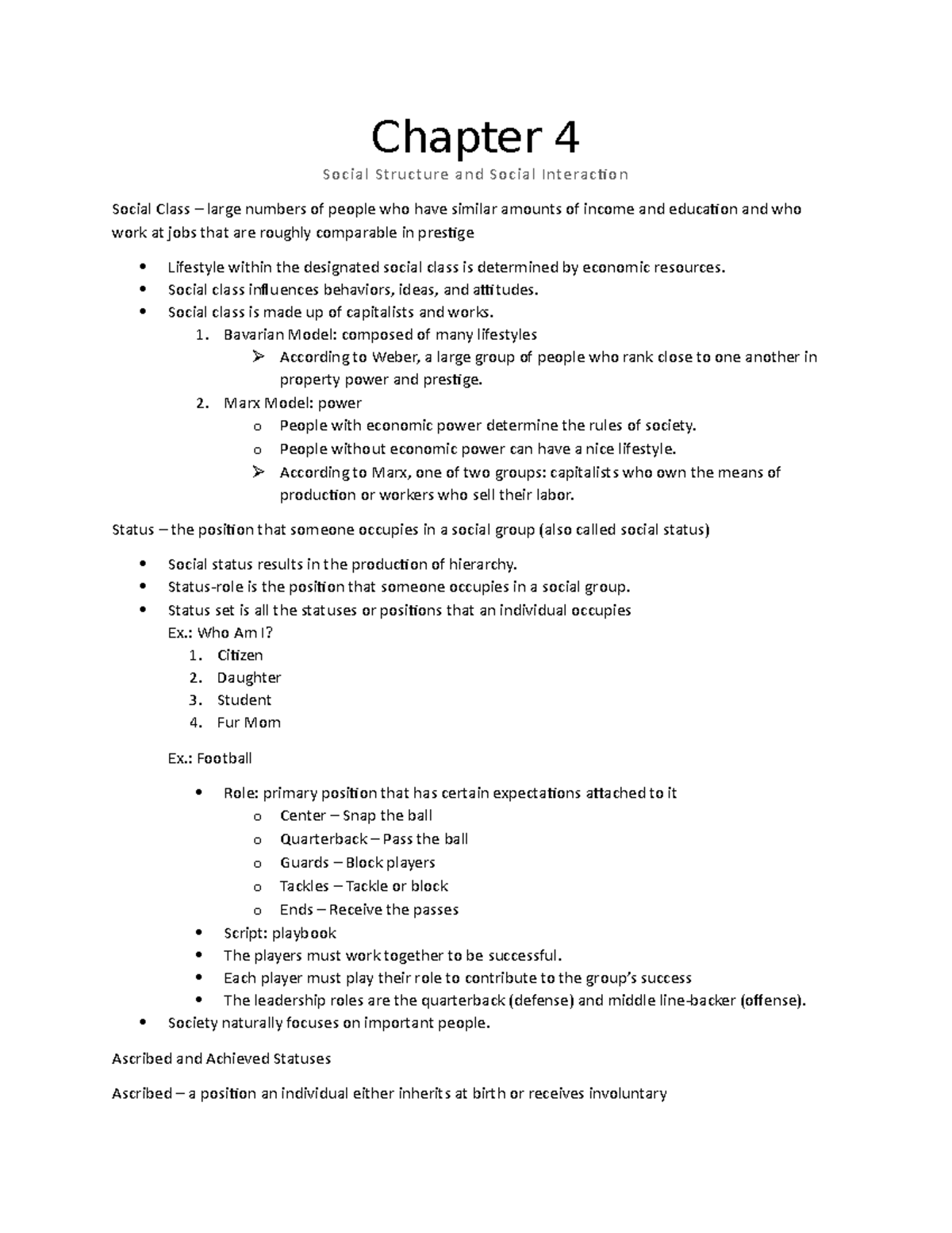 Chapter 4 - Prof. Dave uses the book, "Sociology: A Down-to-Earth ...