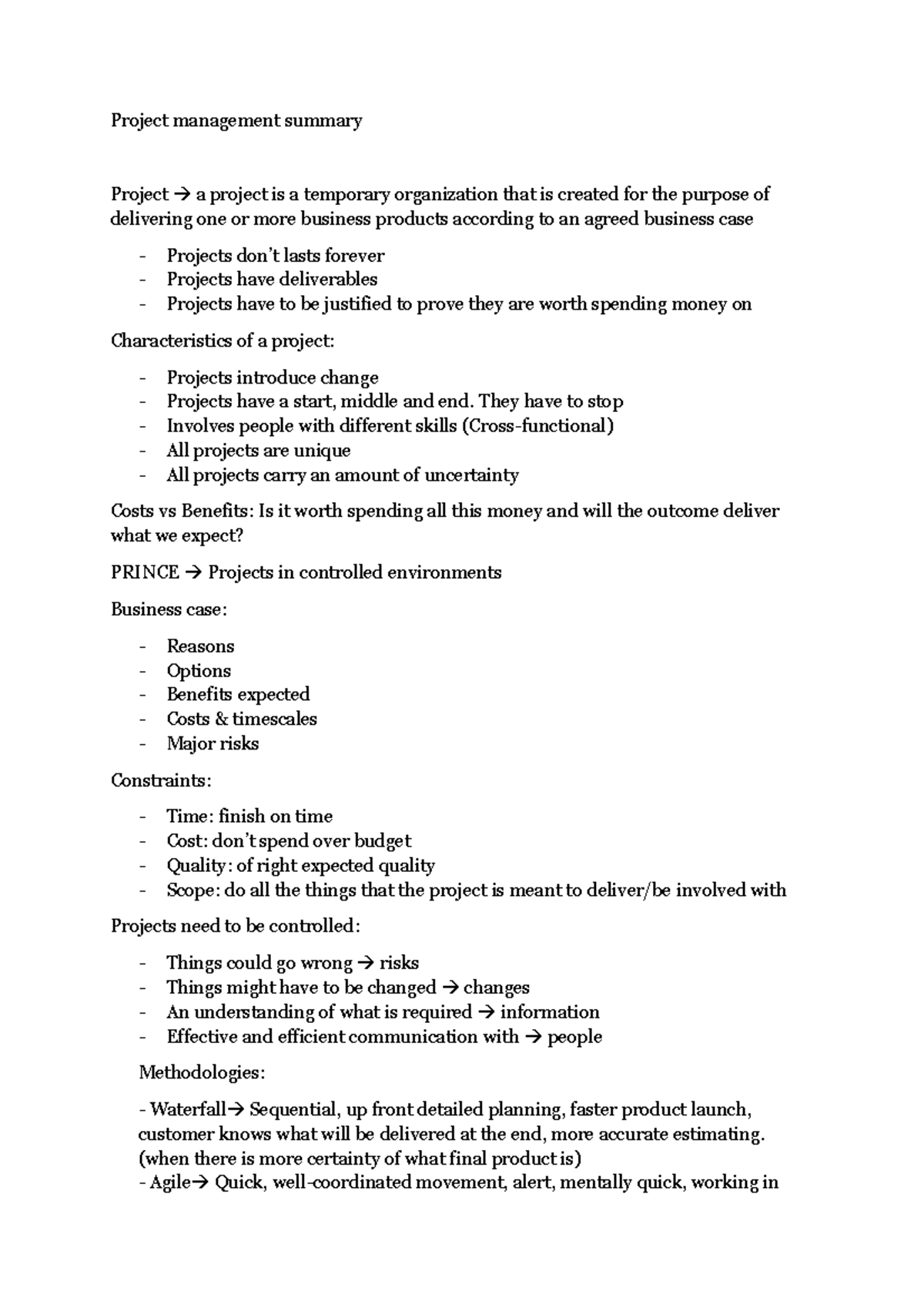 Project Management Summary - They have to stop Involves people with ...