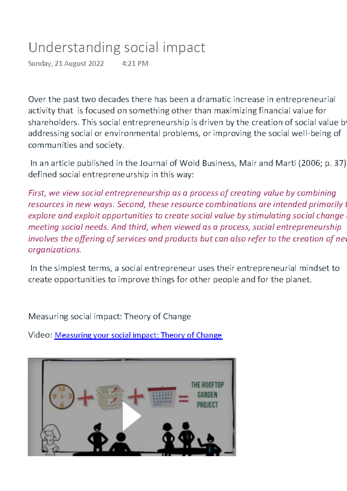 Understanding social impact - Over the past two decades there has been ...