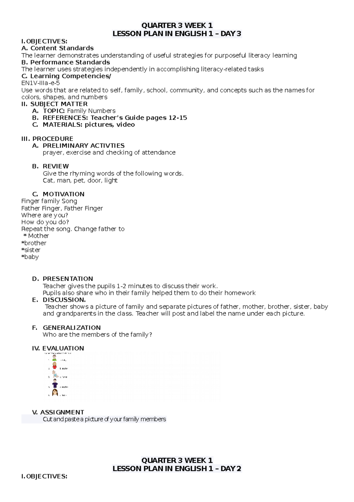 Lesson-PLAN-IN- English-3rd quarter WEEK 2 - QUARTER 3 WEEK 1 LESSON ...