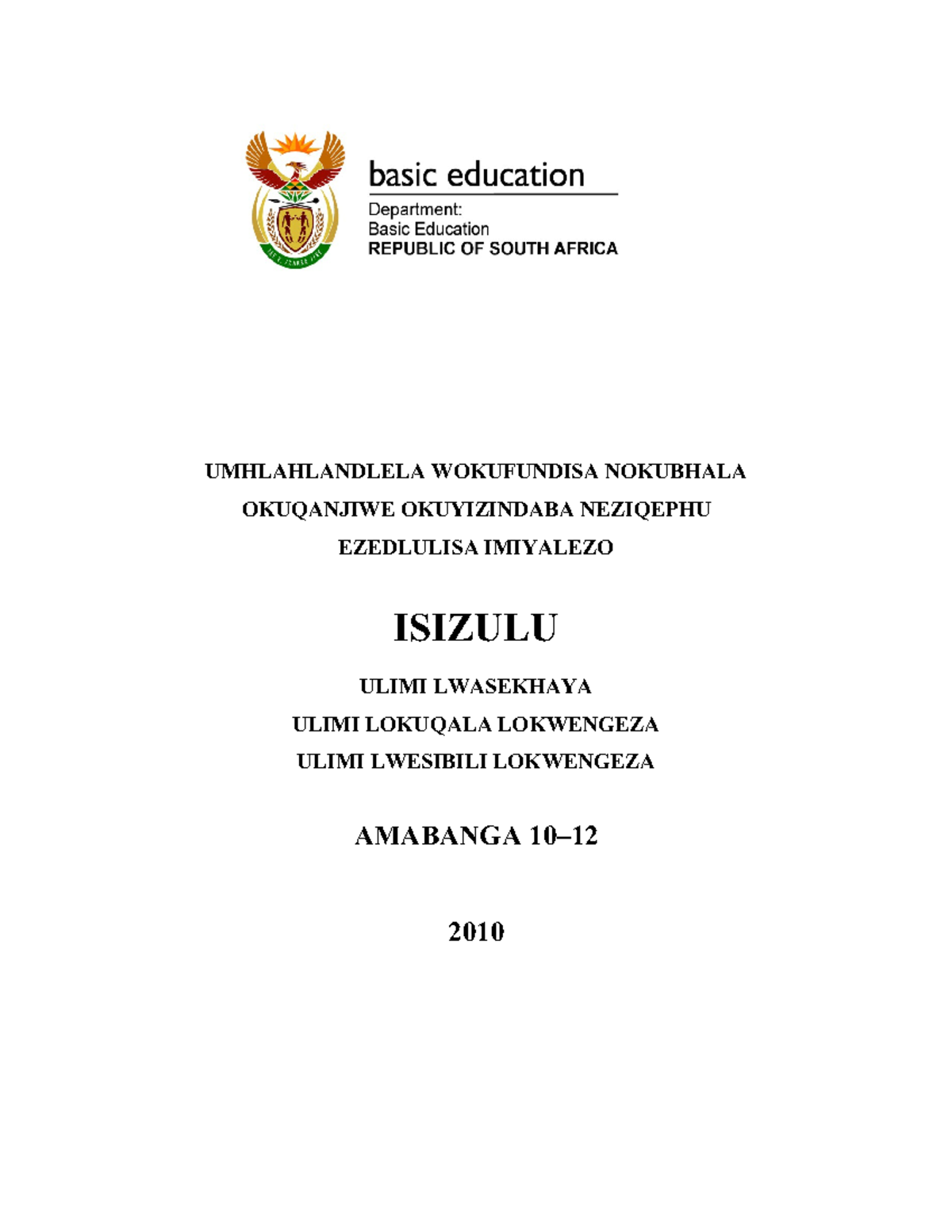 Isizulu - These are notes for AFL2601. They include documents from the ...
