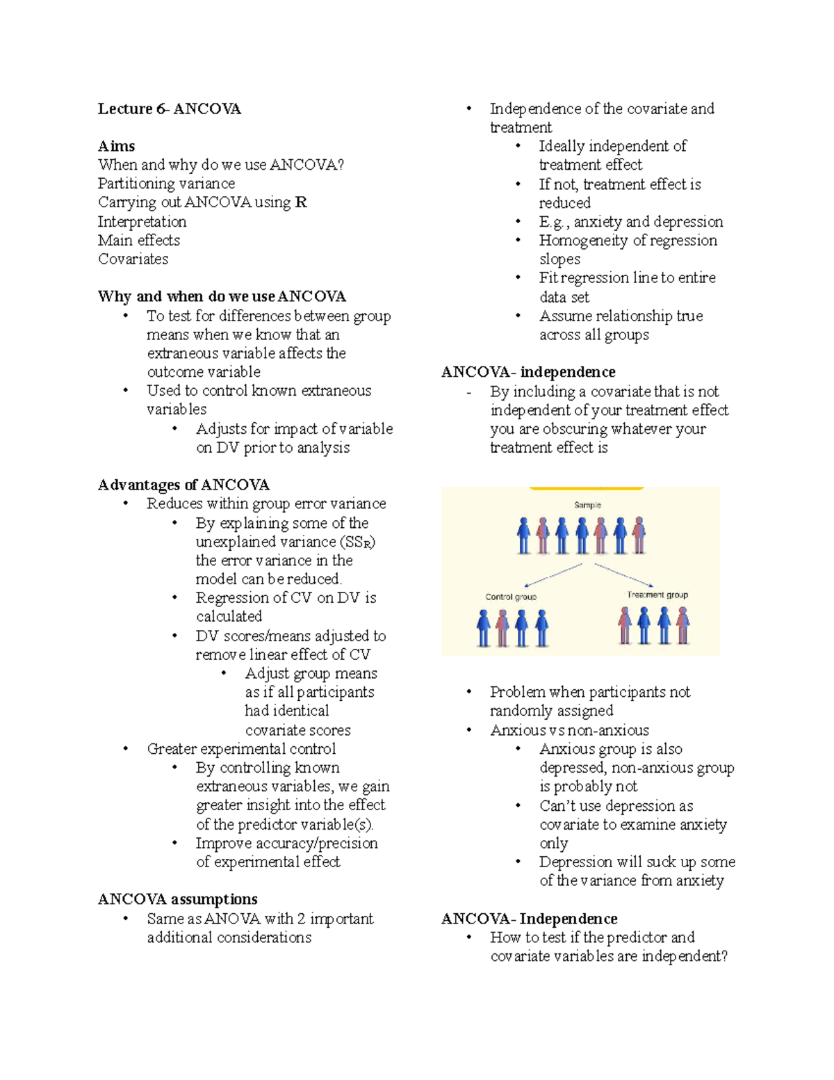 Lecture 6- Ancova - Lecture 6- ANCOVA Aims When and why do we use ...