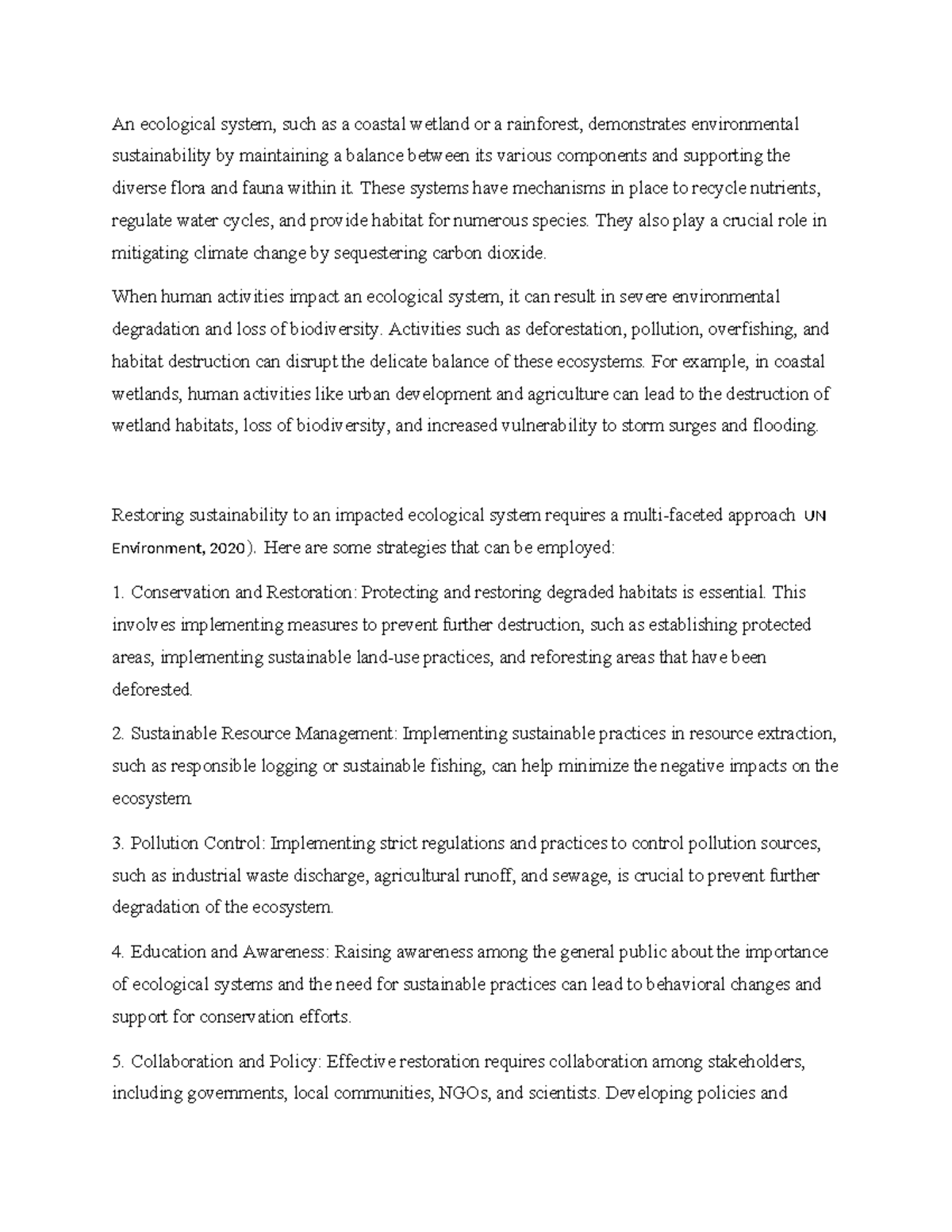 BIOL 1301 Discussion Forum Unit 8 - An ecological system, such as a ...