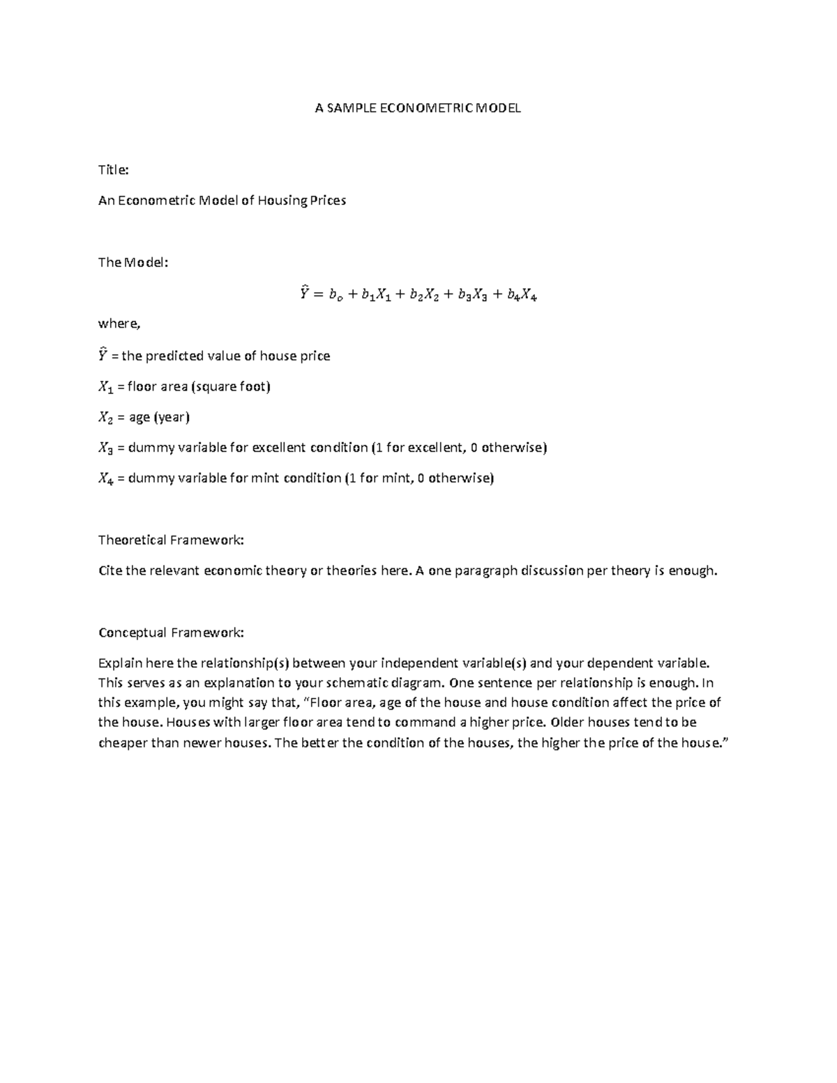 A Sample Econometric Model - A SAMPLE ECONOMETRIC MODEL Title: An ...