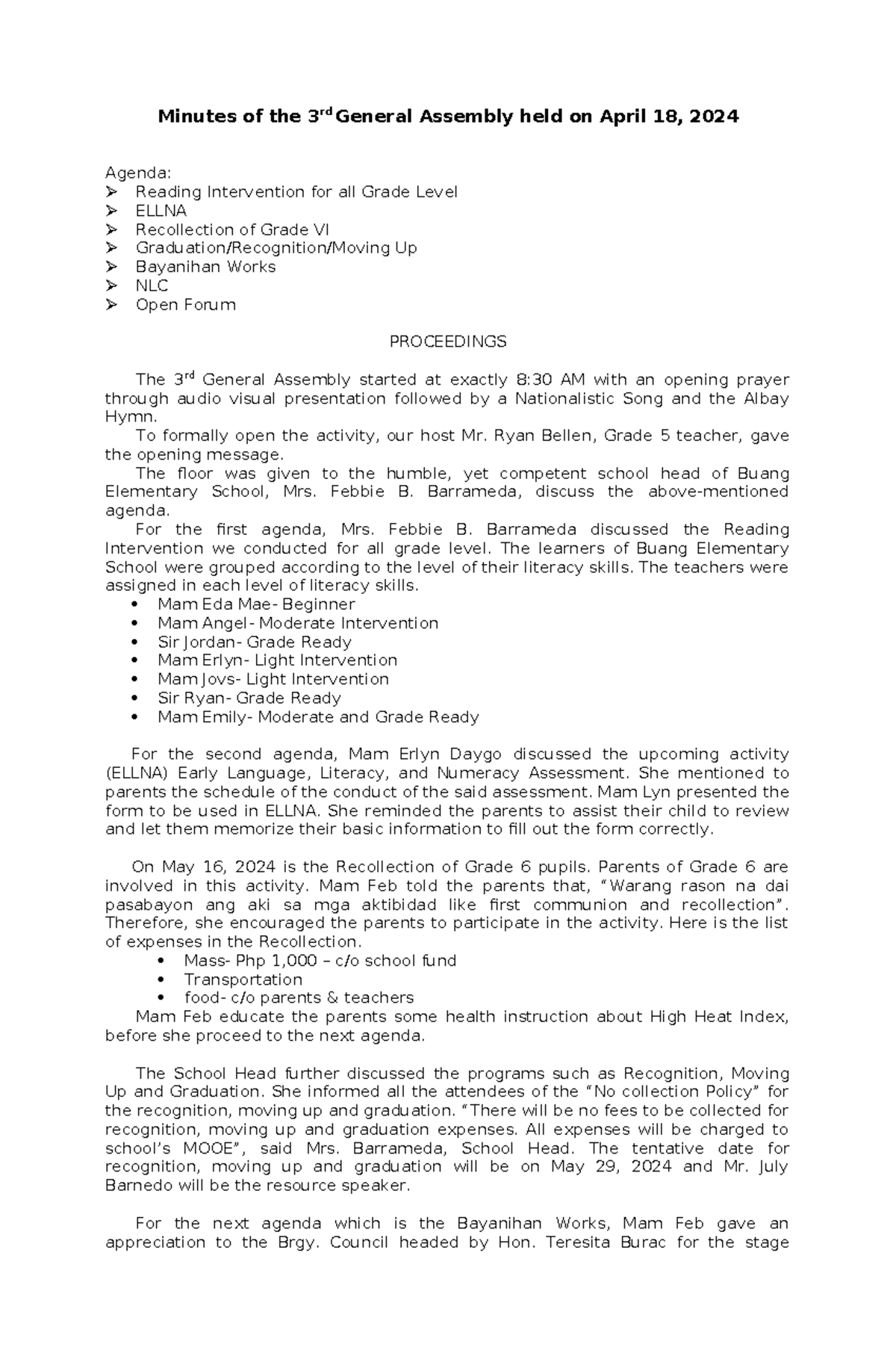 Minutes of the 3rd General Assembly - Minutes of the 3rd General ...