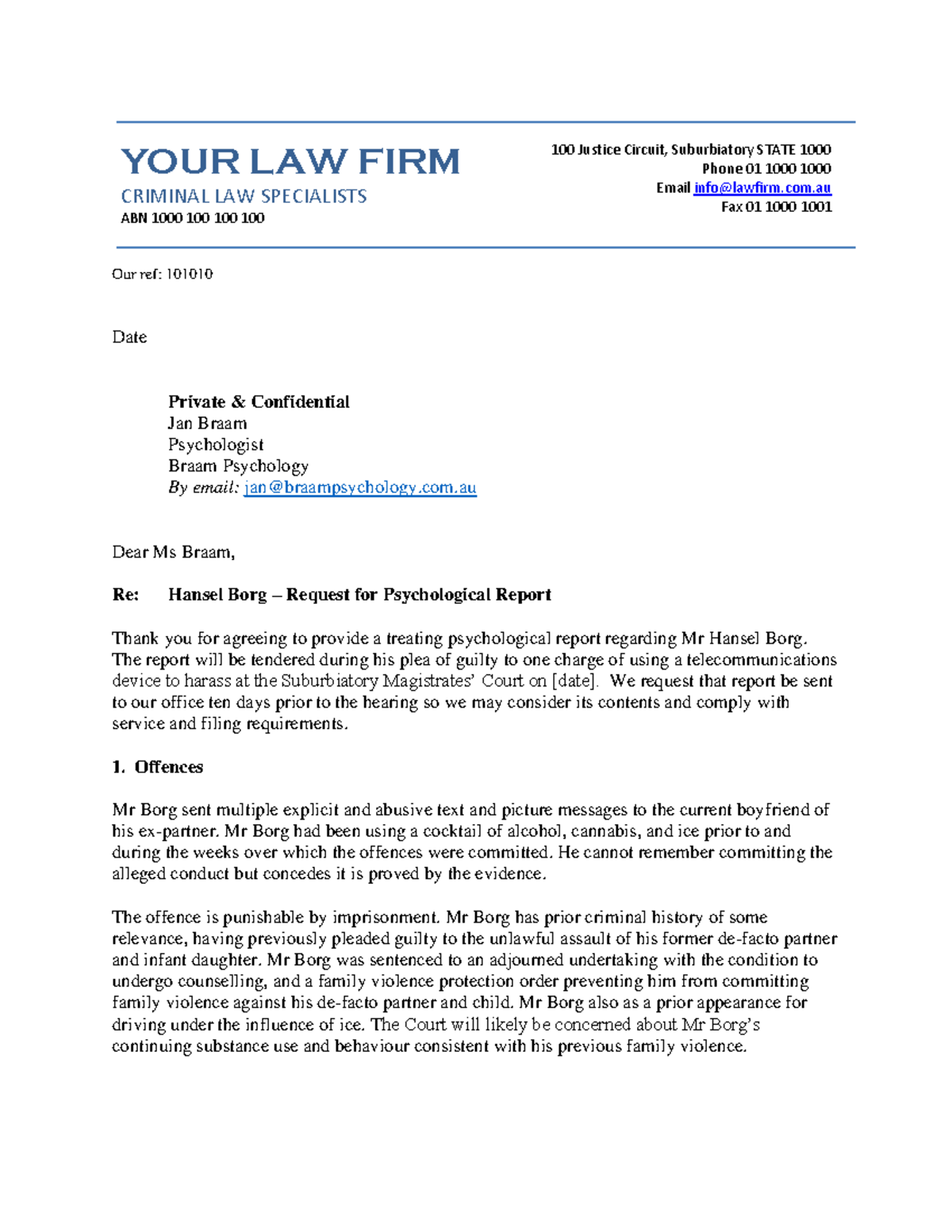 3f. Task 3 - Request for Report Sample Answerv 2-2 - YOUR LAW FIRM ...