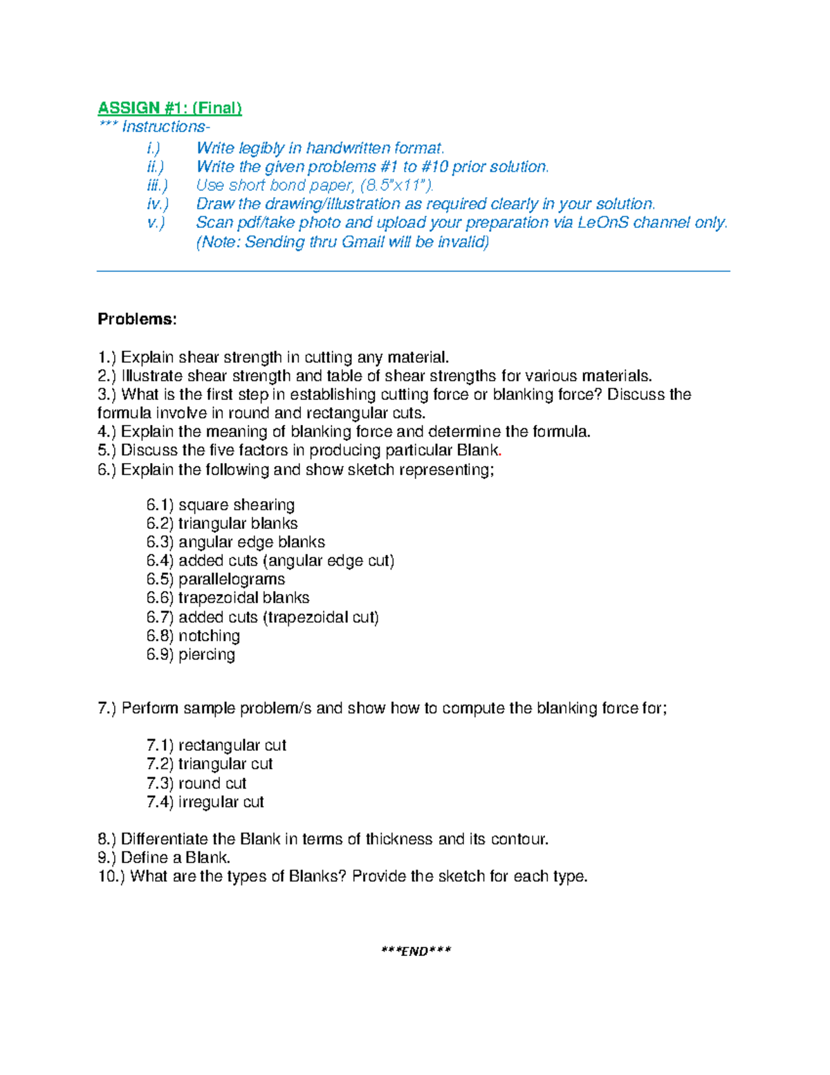 Assignment (final) - ASSIGN #1: (Final) *** Instructions- i.) Write ...
