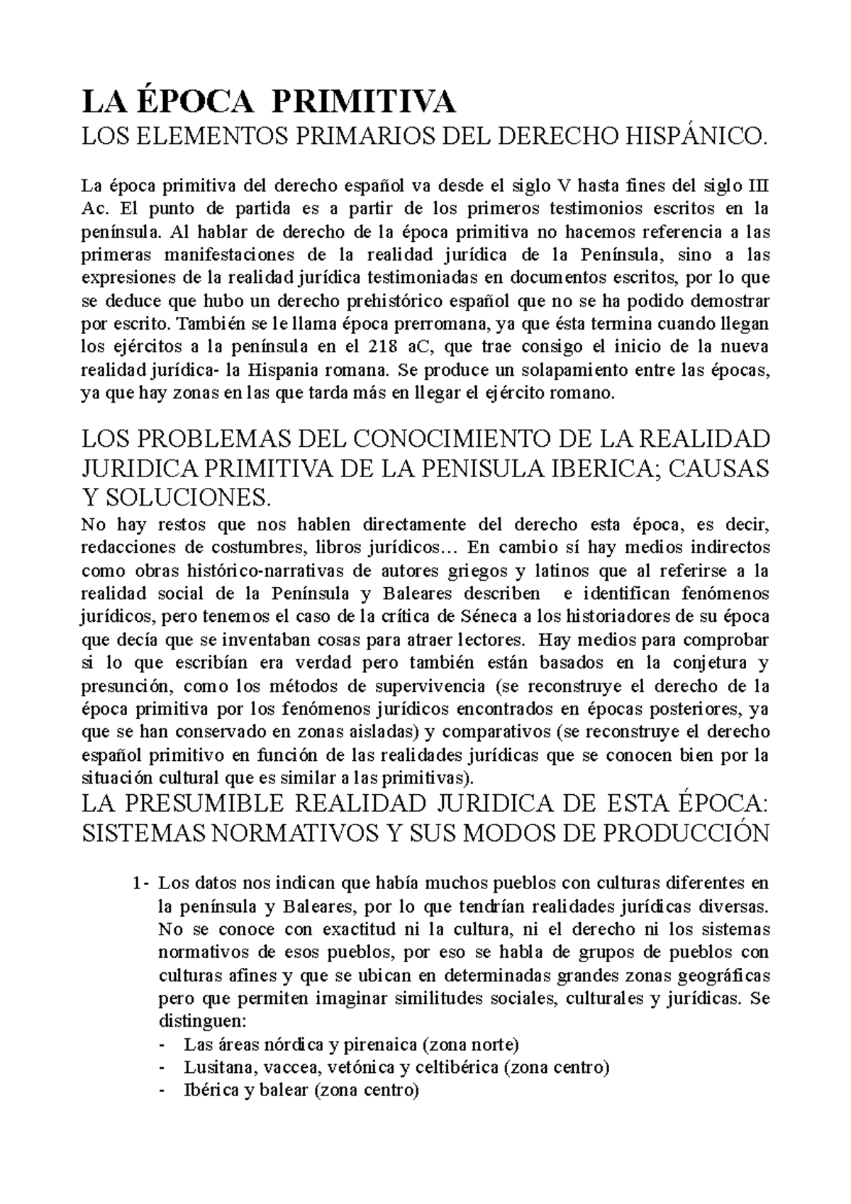 Historia del derecho - LA ÉPOCA PRIMITIVA LOS ELEMENTOS PRIMARIOS DEL ...