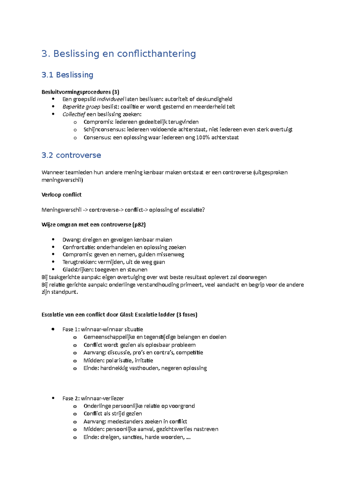 Communicatie psychologie - 3. Beslissing en conflicthantering 3 ...