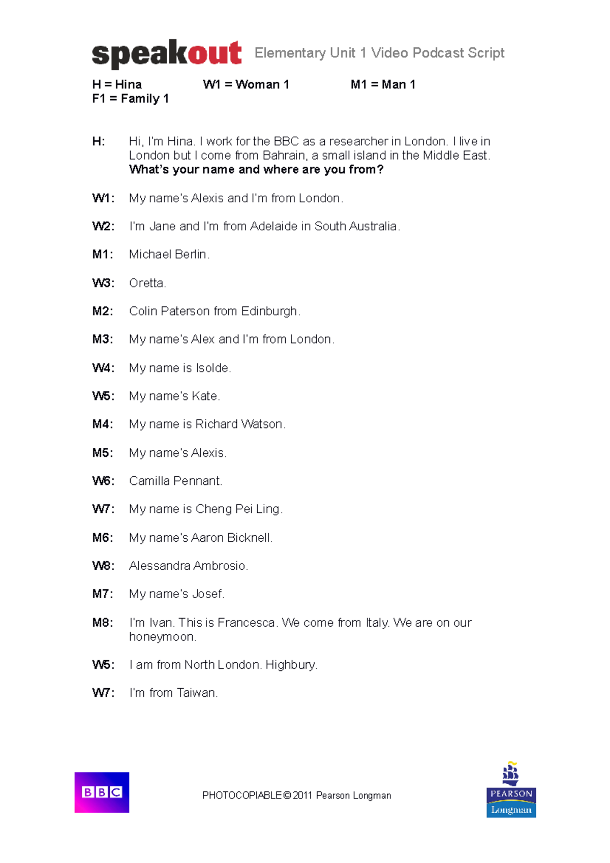 Week 1 Podcast - Transcript - Elementary Unit 1 Video Podcast Script H ...