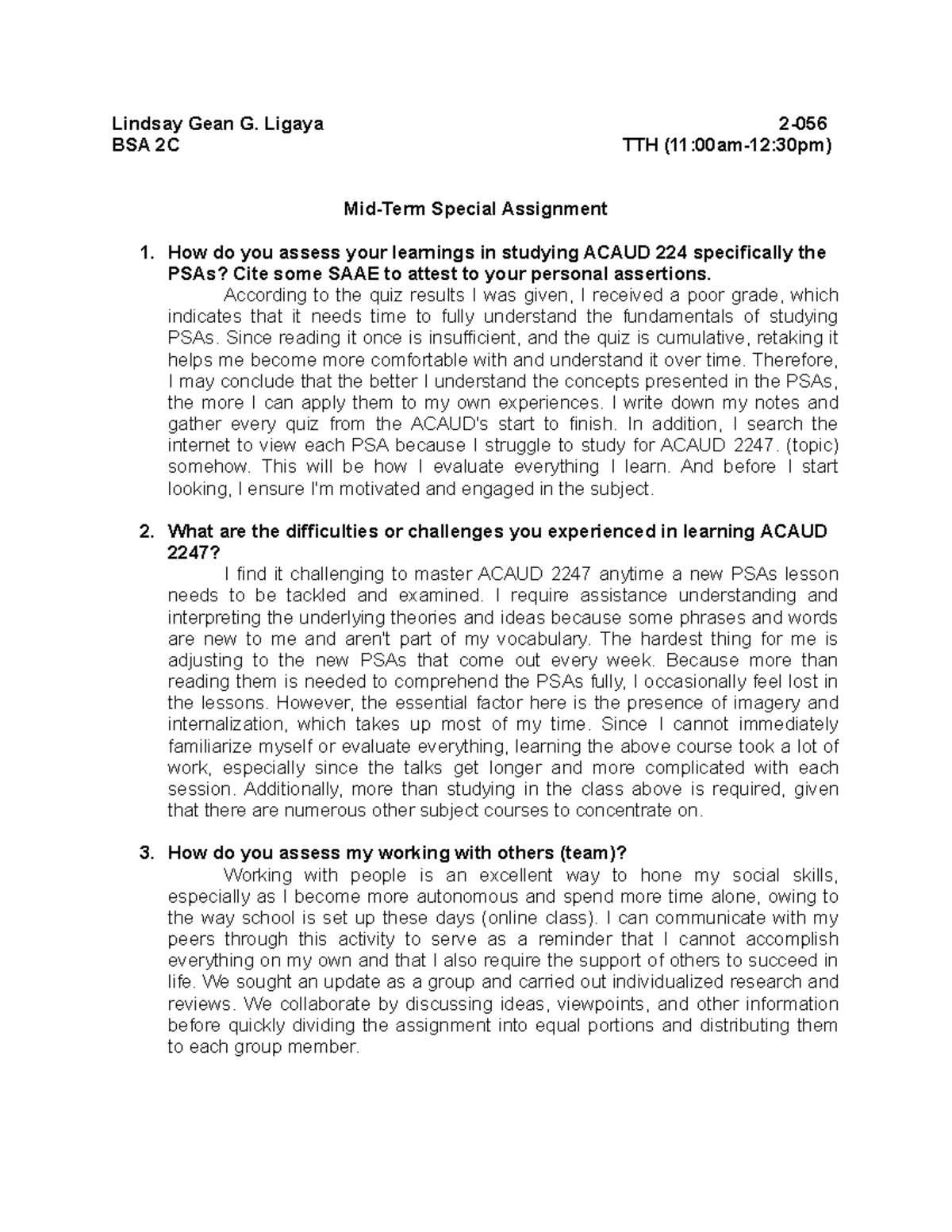 Acaud Assignment - Lindsay Gean G. Ligaya 2- BSA 2C TTH (11:00am-12 ...