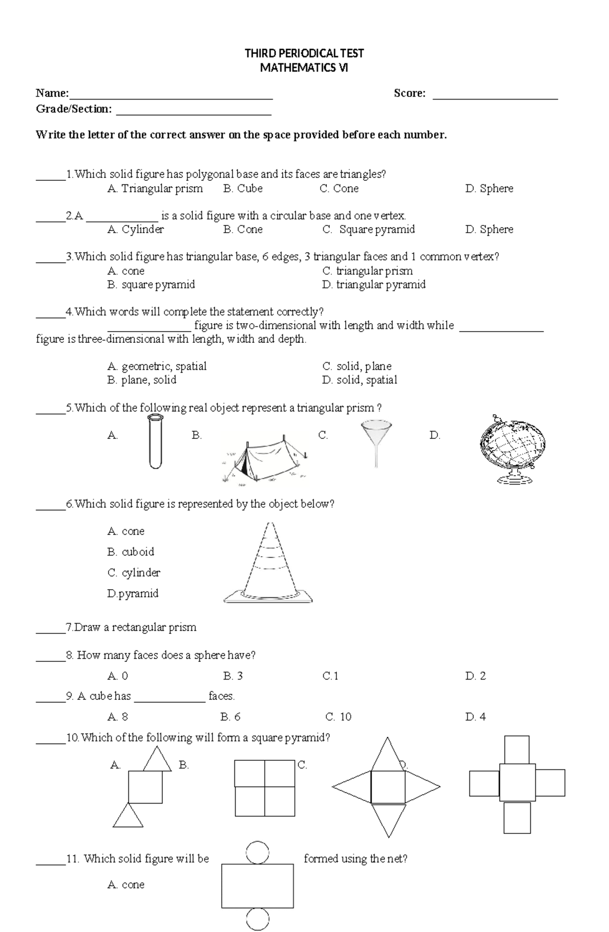369695108 Third Periodical Test Mathematics 6 With Tos cheryl 2017 2018 ...