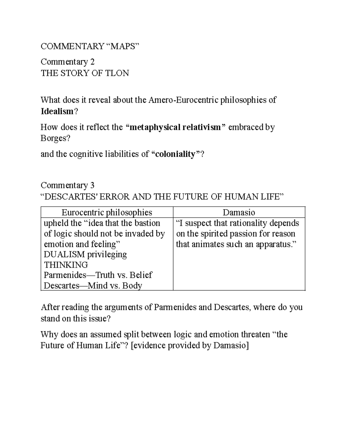 Commentary MAPS - COMMENTARY “MAPS” Commentary 2 THE STORY OF TLON What ...