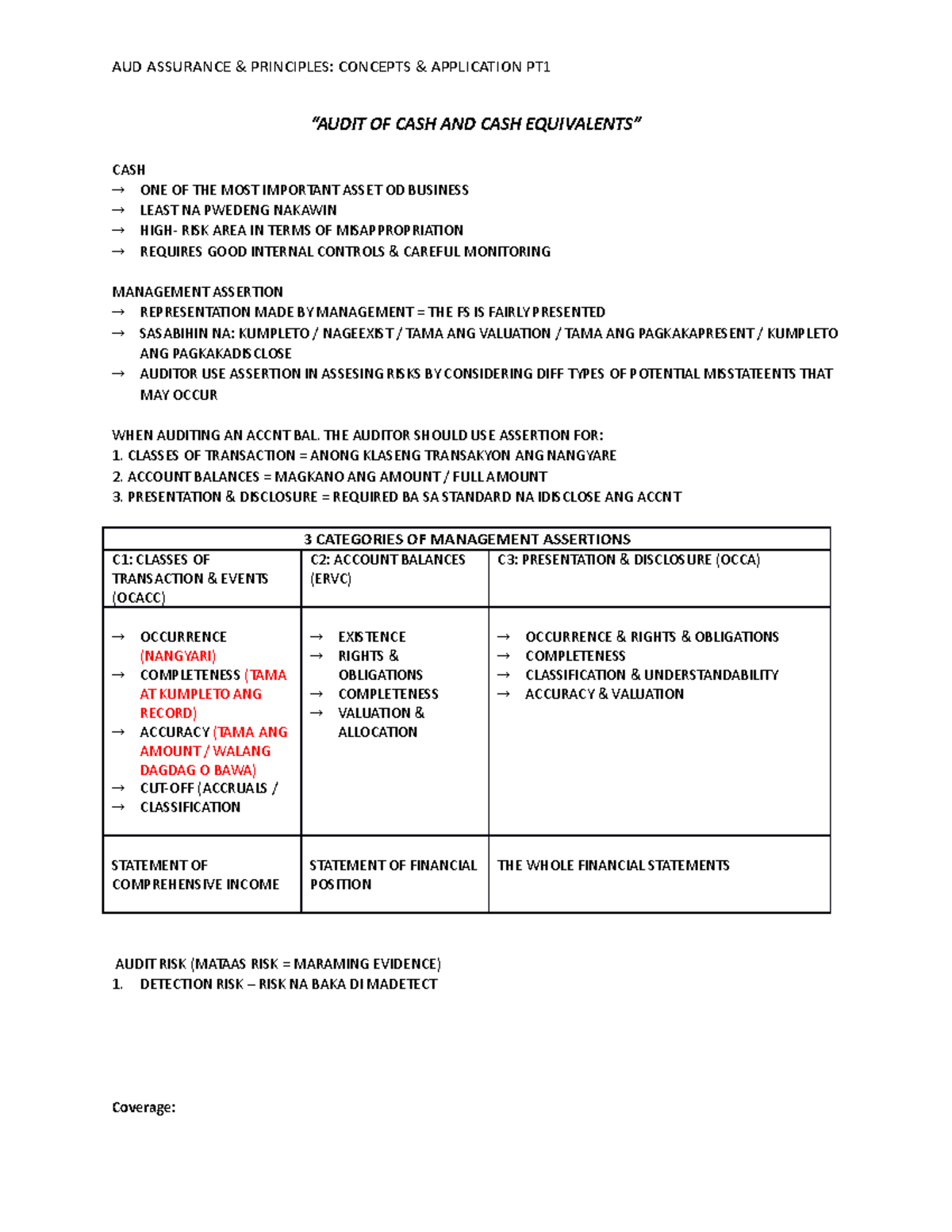 AUD CP - lecture - AUD ASSURANCE & PRINCIPLES: CONCEPTS & APPLICATION ...