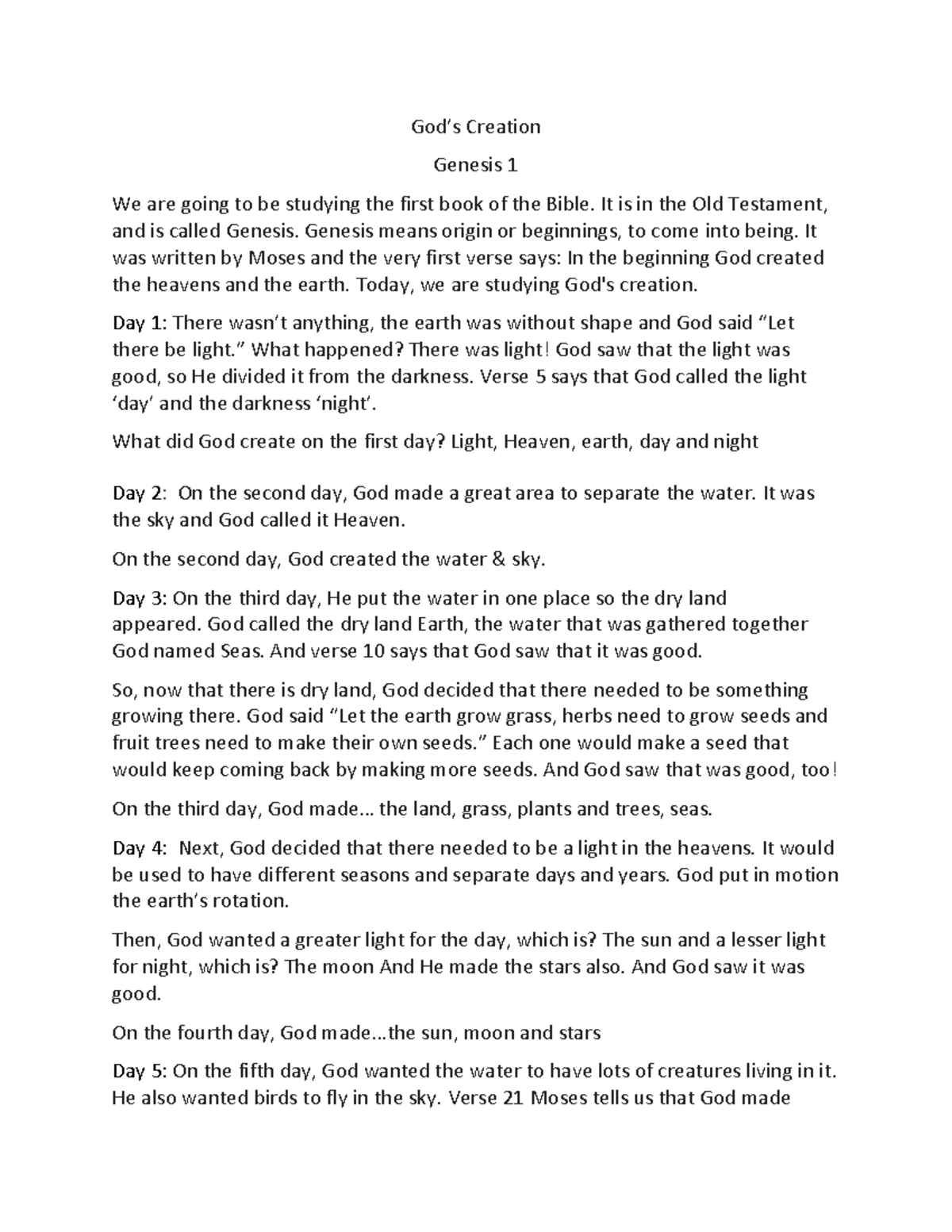 1. Creation lesson and Sweet visuals EE #Biblefun - God’s Creation ...