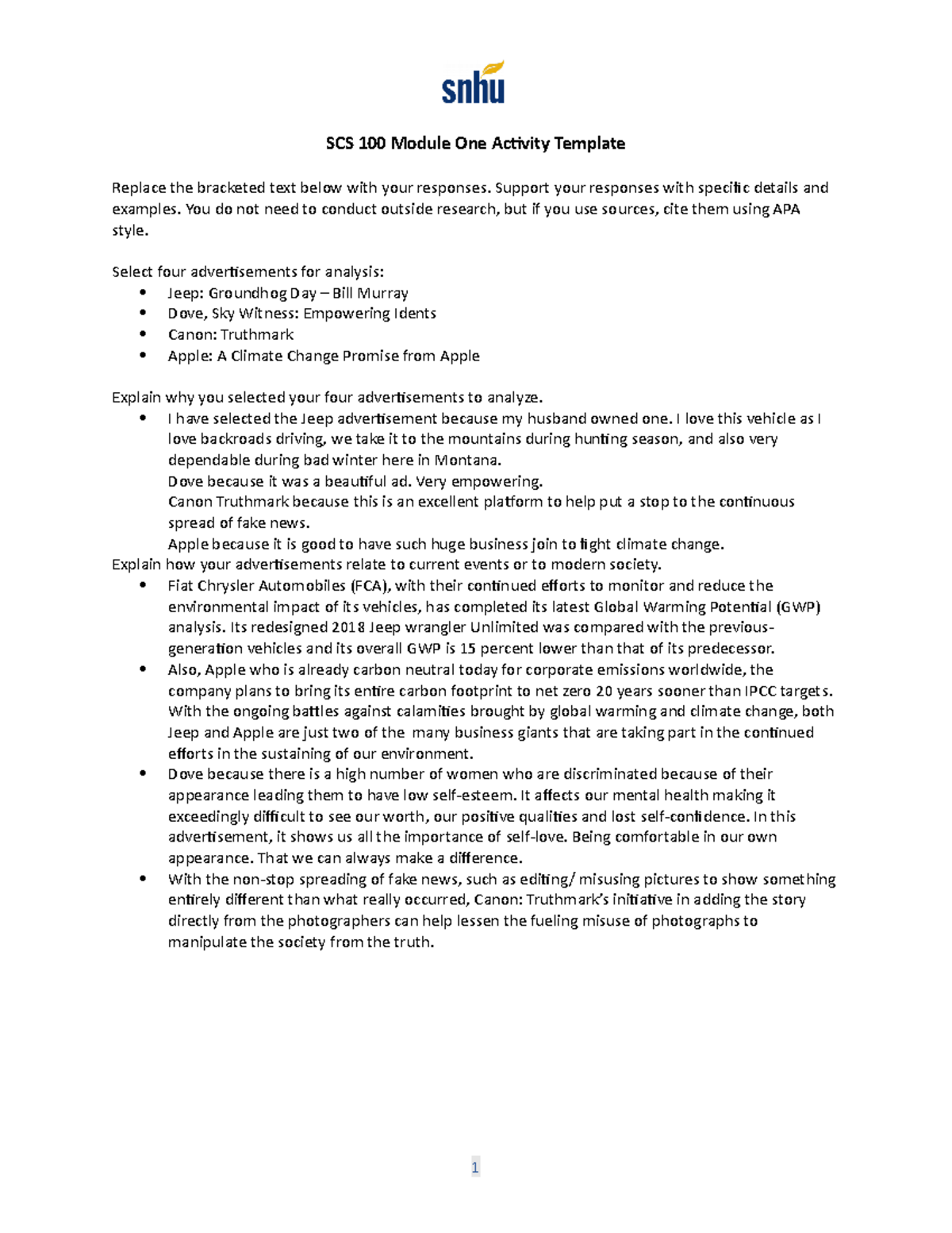 SCS 100 Module One Activity Template - SCS 100 Module One Activity ...