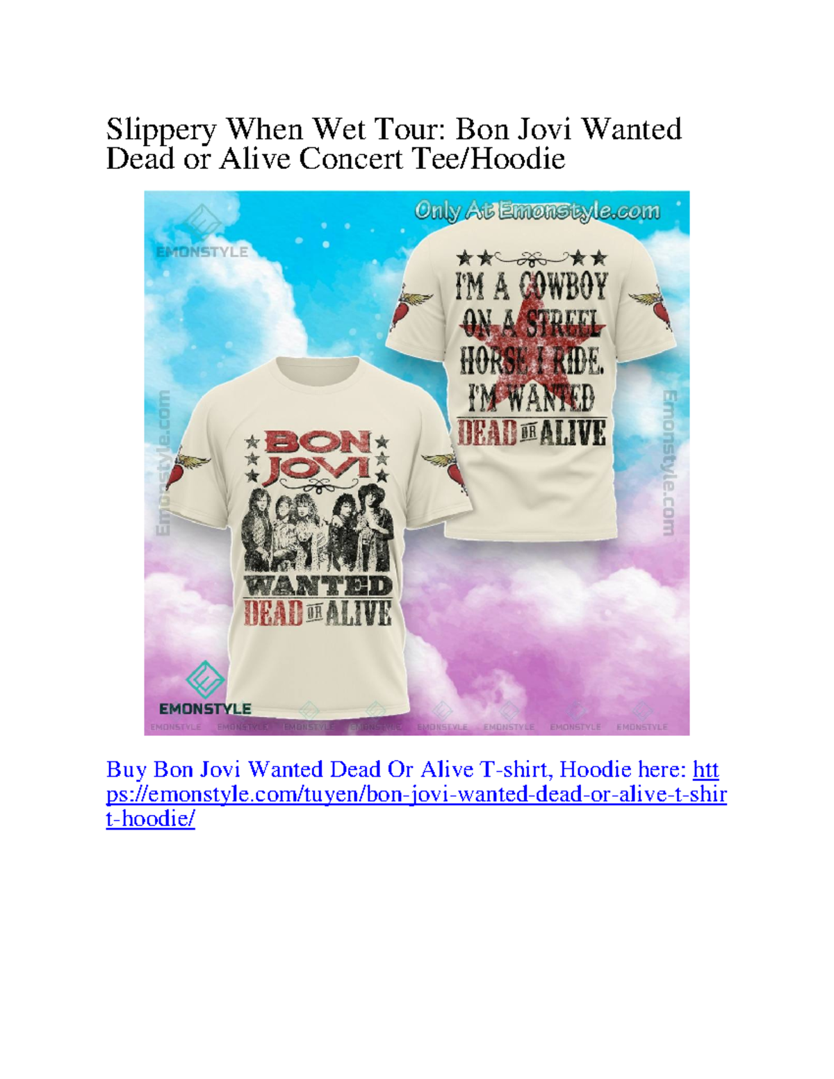 Slippery When Wet Tour: Bon Jovi Wanted Dead or Alive Concert Tee ...