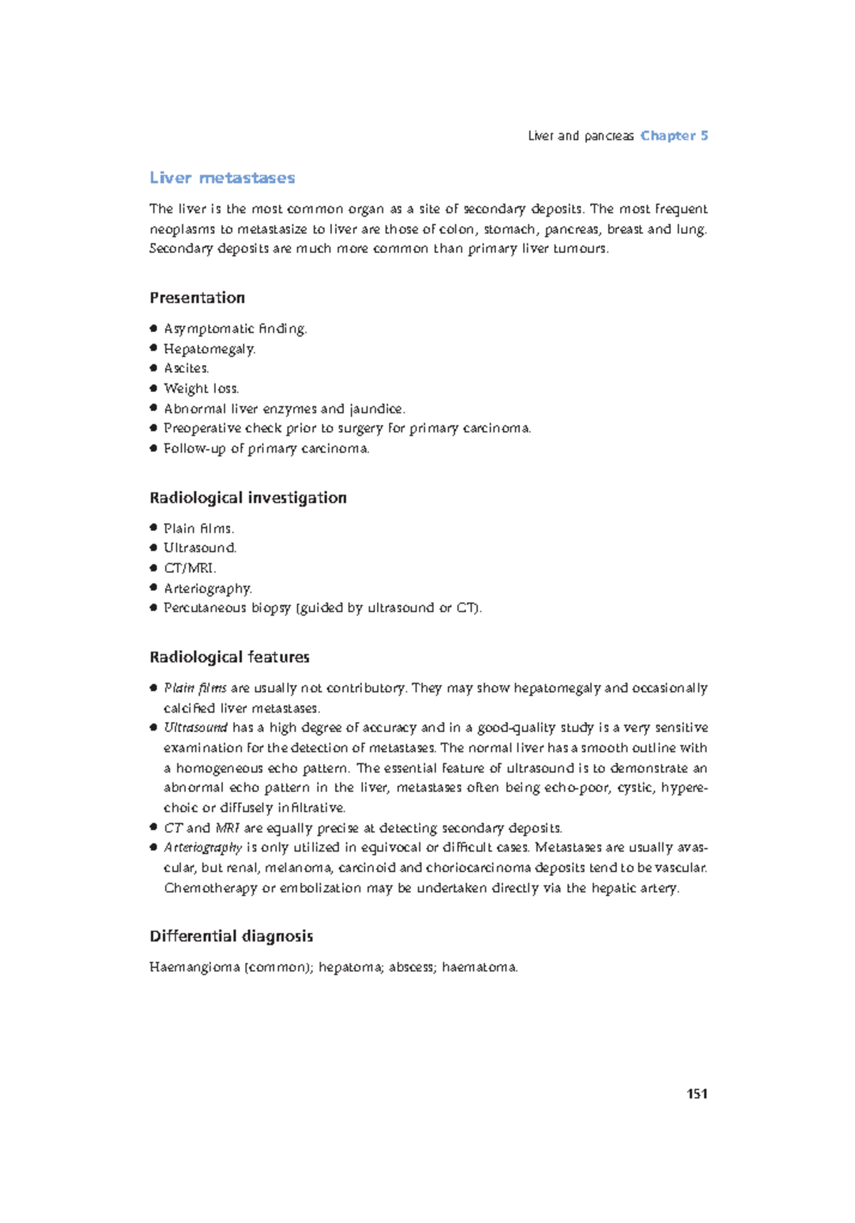 Radiology Lecture Notes pdf (51) - Liver and pancreas Chapter 5 151 ...